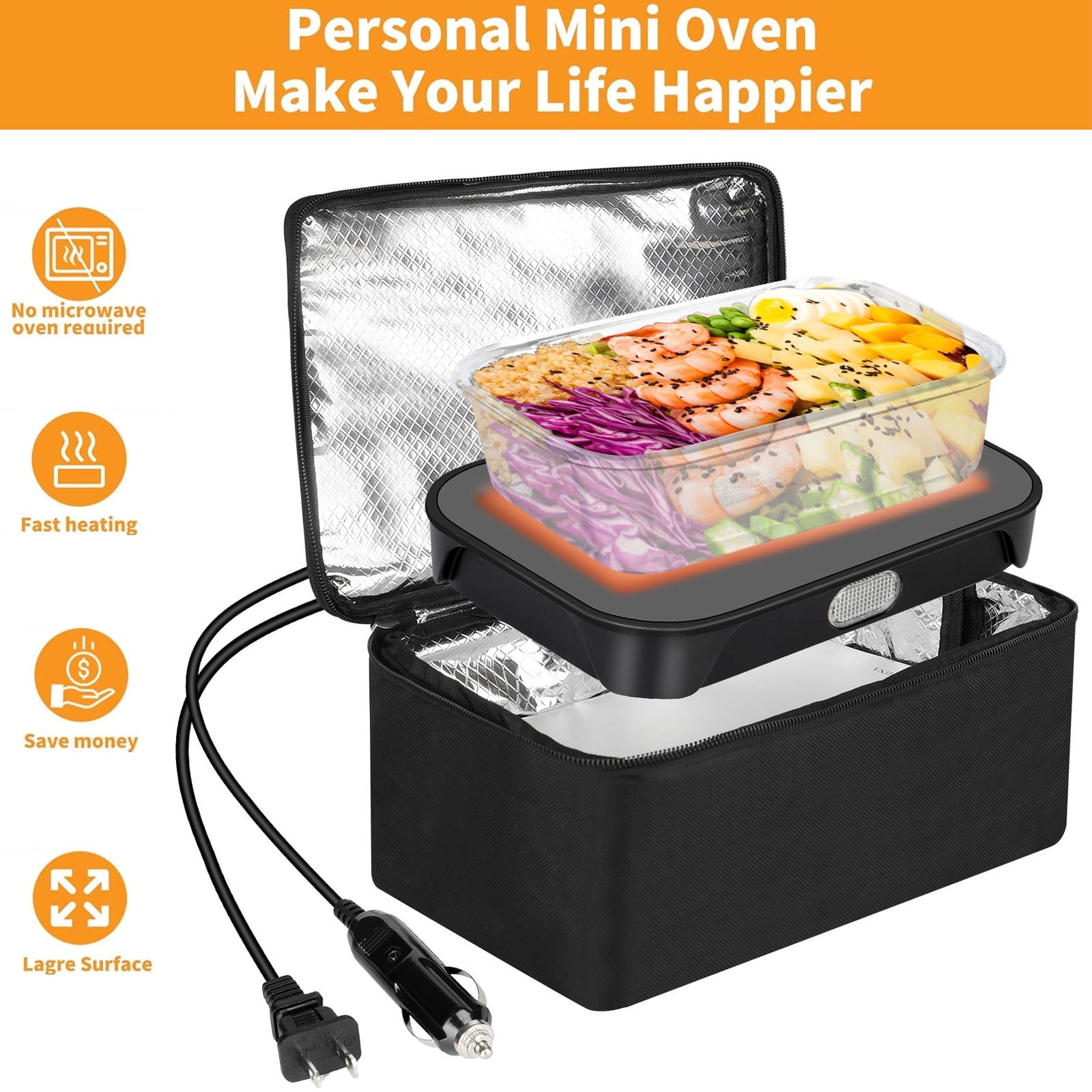 FAMKIT Portable Food Warmer Lunch Box, Electric Lunch Heated Box Warmer ...