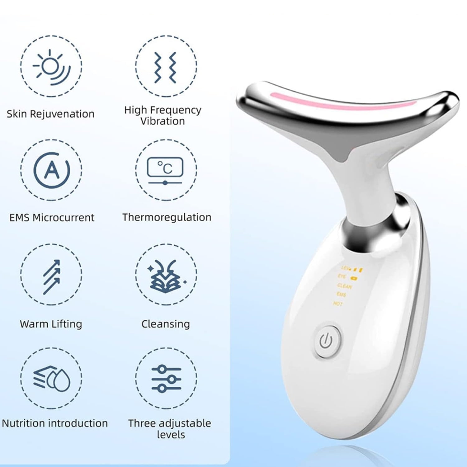 Famkit Red Light Therapy For Face Face Massager 3 Modes Anti Wrinkles Neck High Frequency