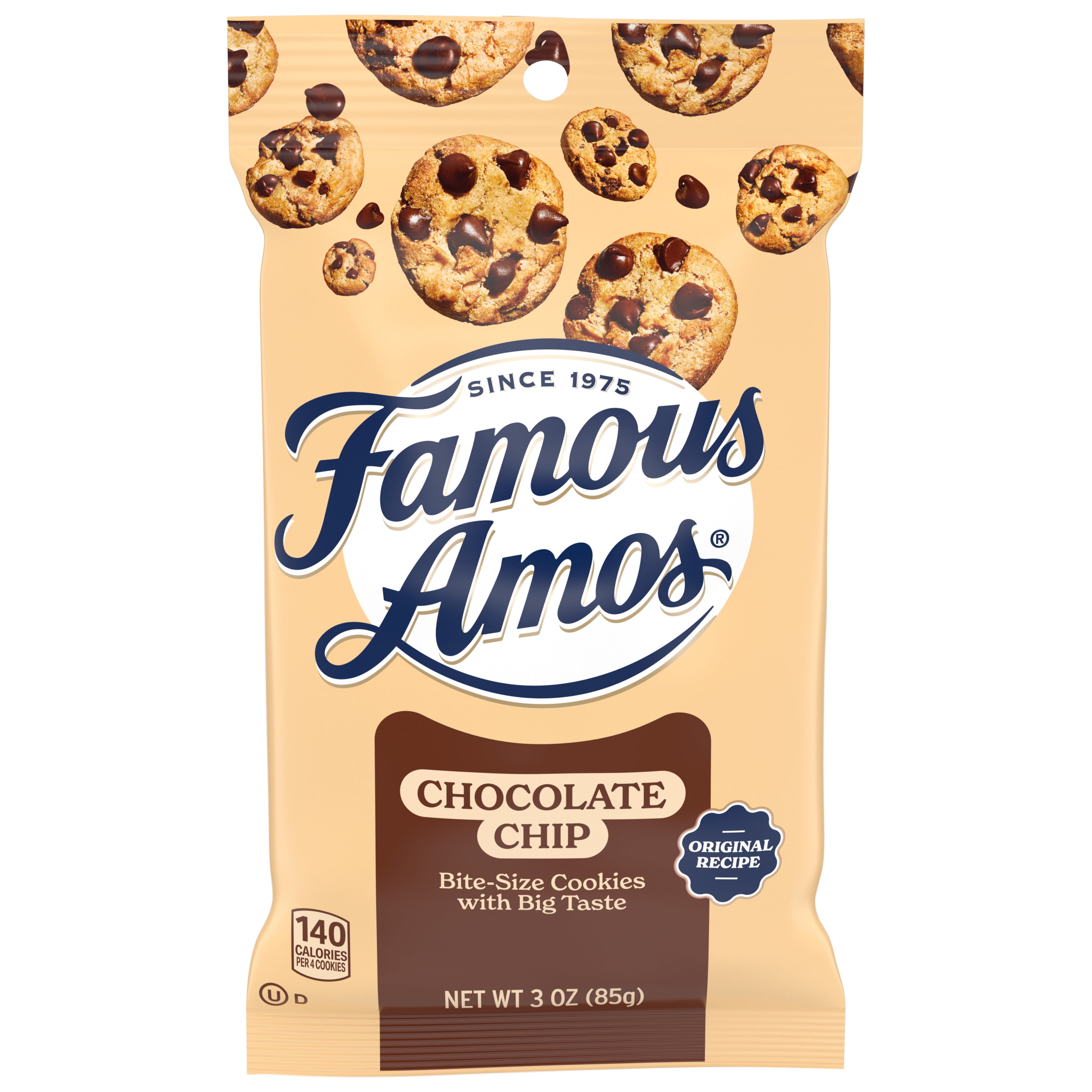 Famous Amos Classic Bite-Size Chocolate Chip Cookies, Single Pack Mini ...