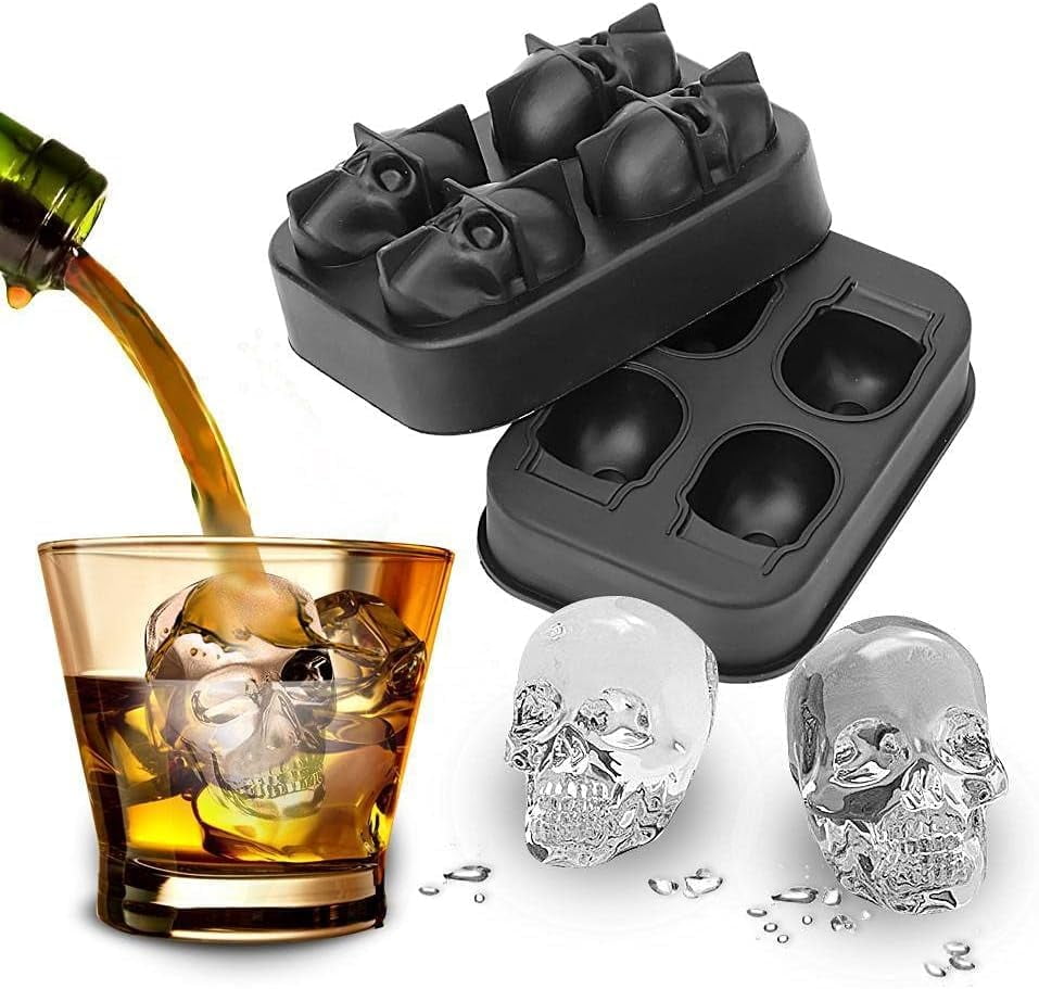 FAMOUS SHOP Skull Ice Making Tray Whiskey Ice Ball MoldHalloween Ice ...