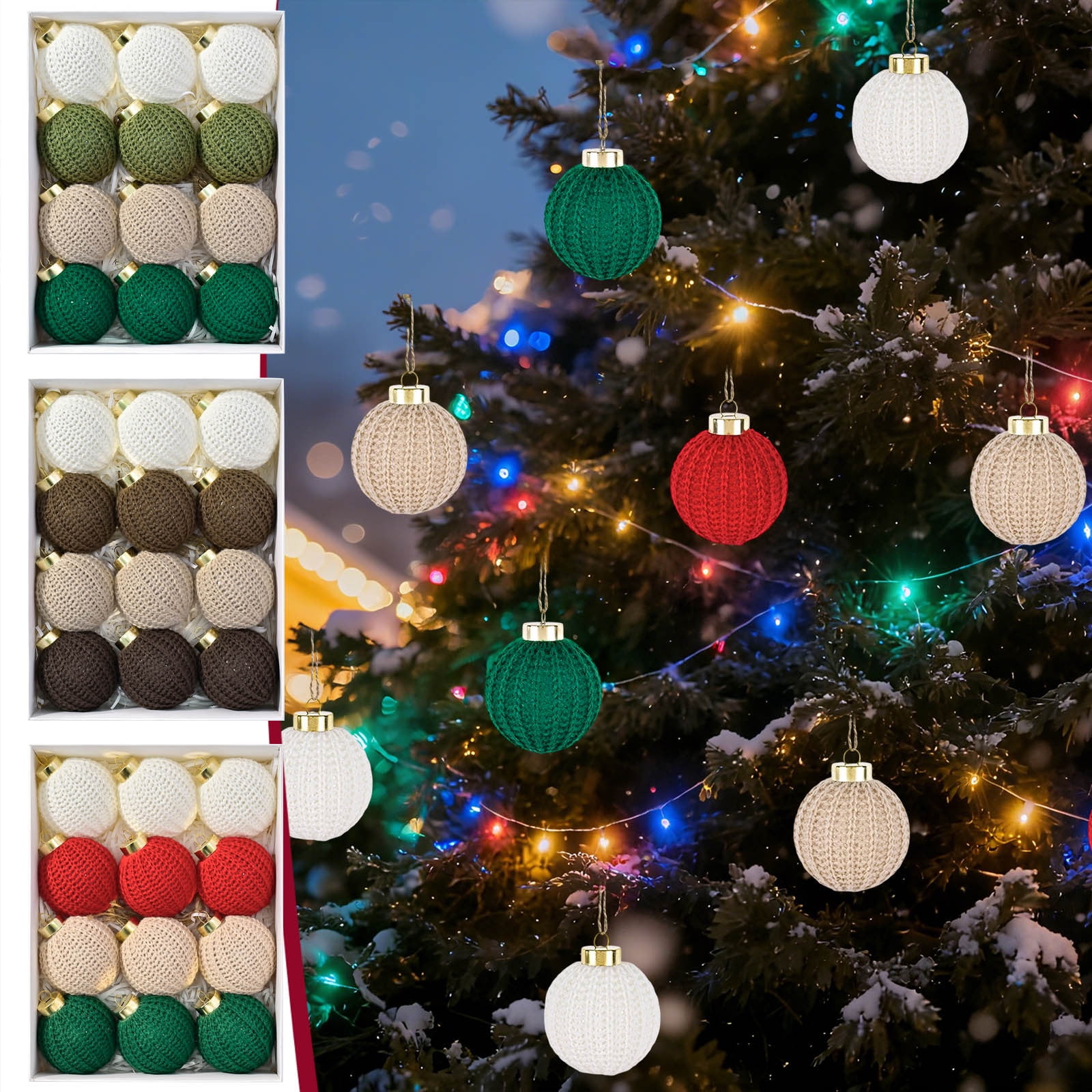 FAMTKT 12Pcs Christmas Balls Rope Christmas Ornaments-handcrafted ...