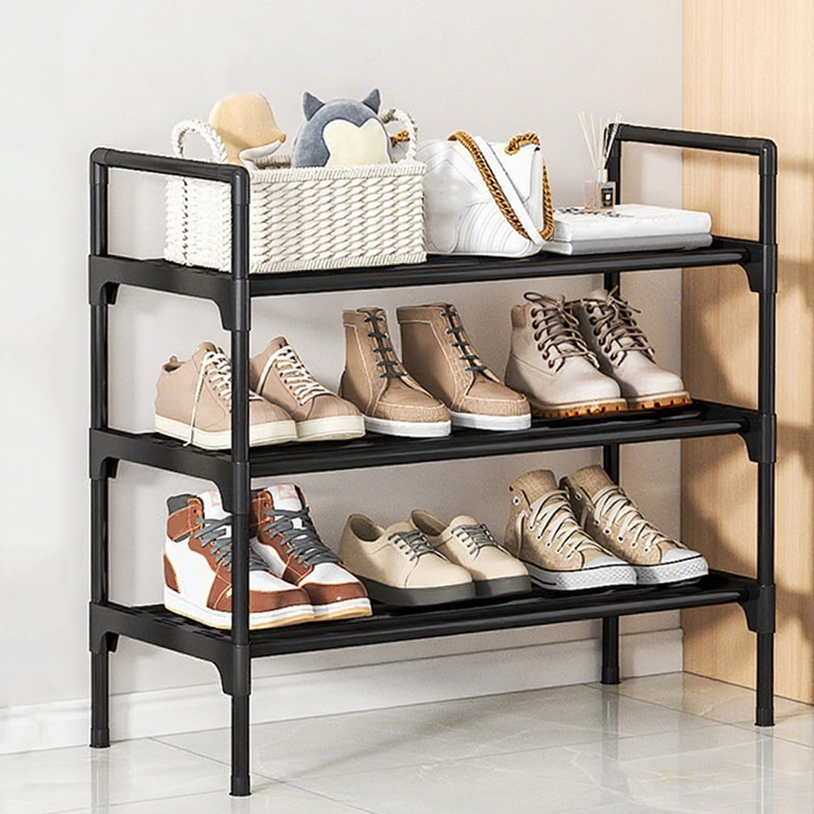 FAMTKT 3-Tier Shoe Rack Shoe Storage Rack Long Shoe Rack for Sneakers ...