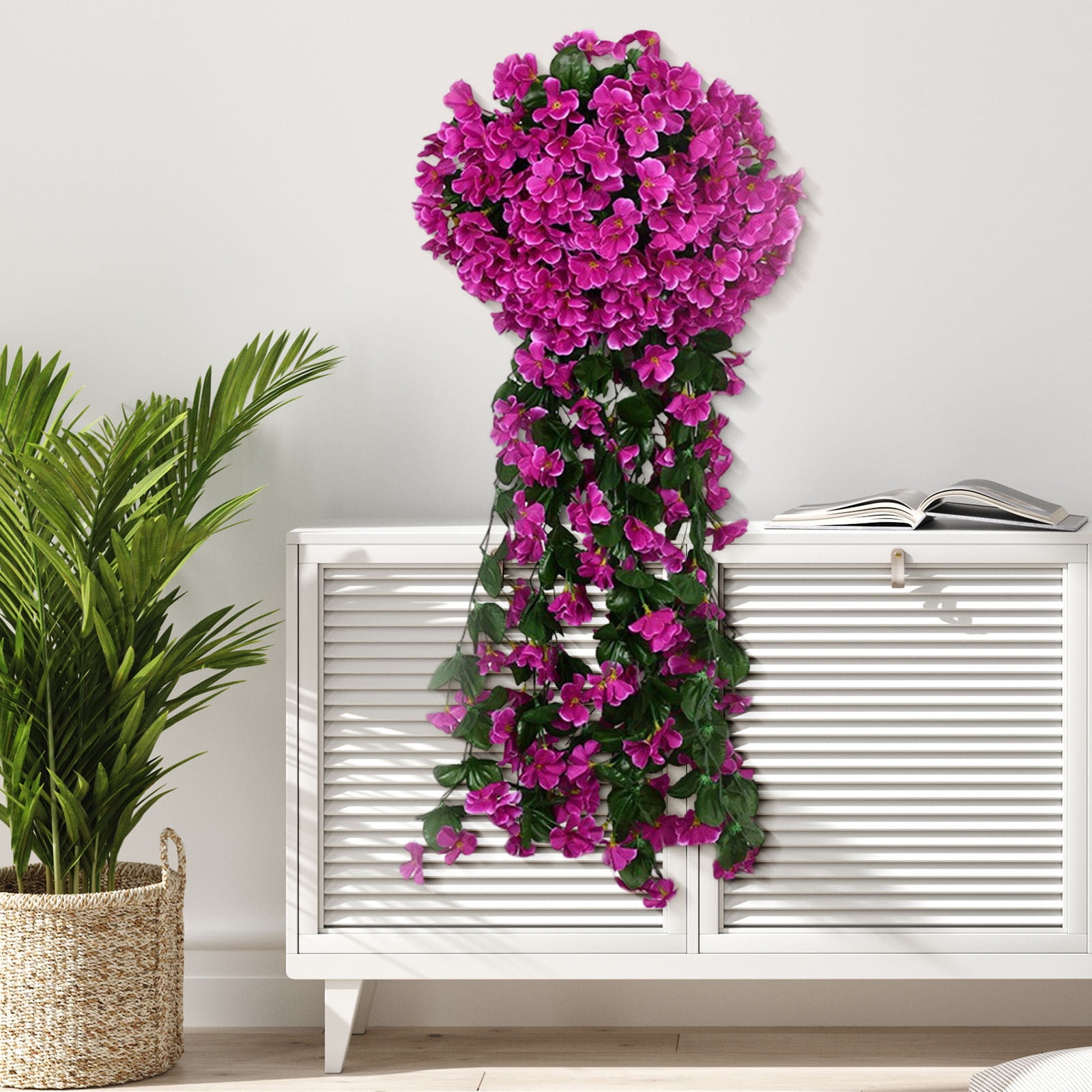 FAMTKT Artificial Hanging Flowers Fake Hanging Plants Simulated Violet ...