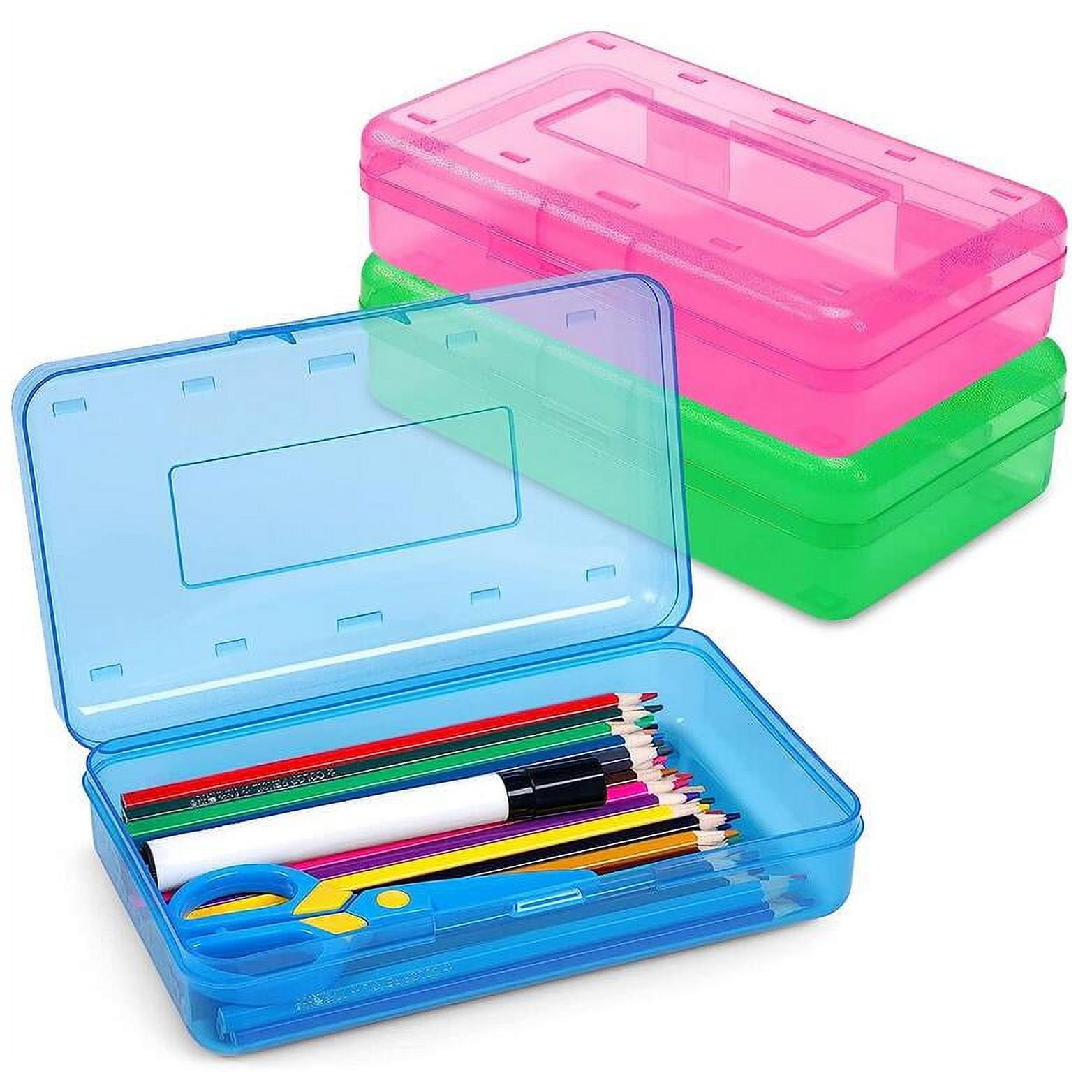 RKSTN Assorted Colors Pencil Case Box with Lid Snap Closure, Large ...