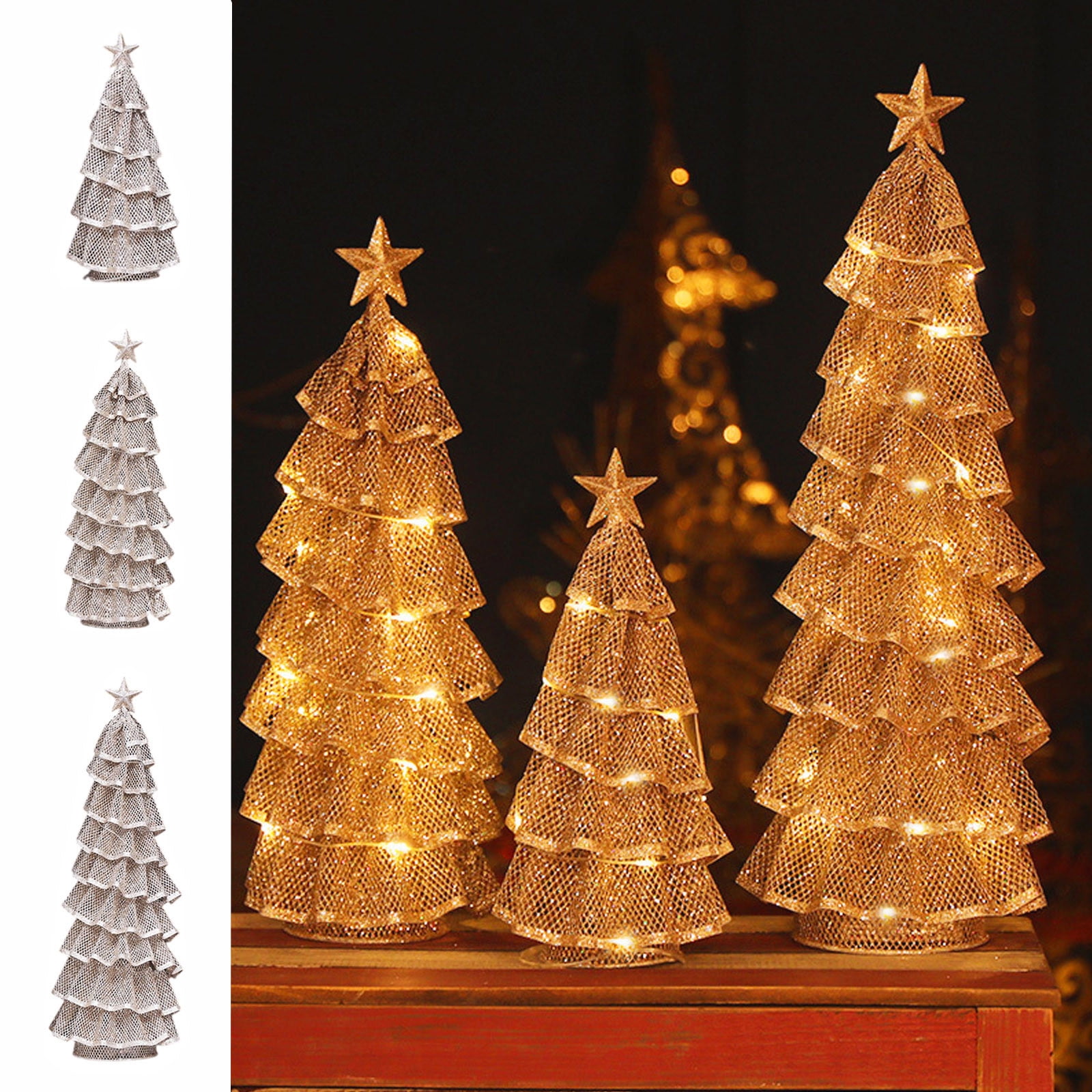 FAMTKT Christmas Decorations Iron Mesh Lights Glowing Christmas Tree ...