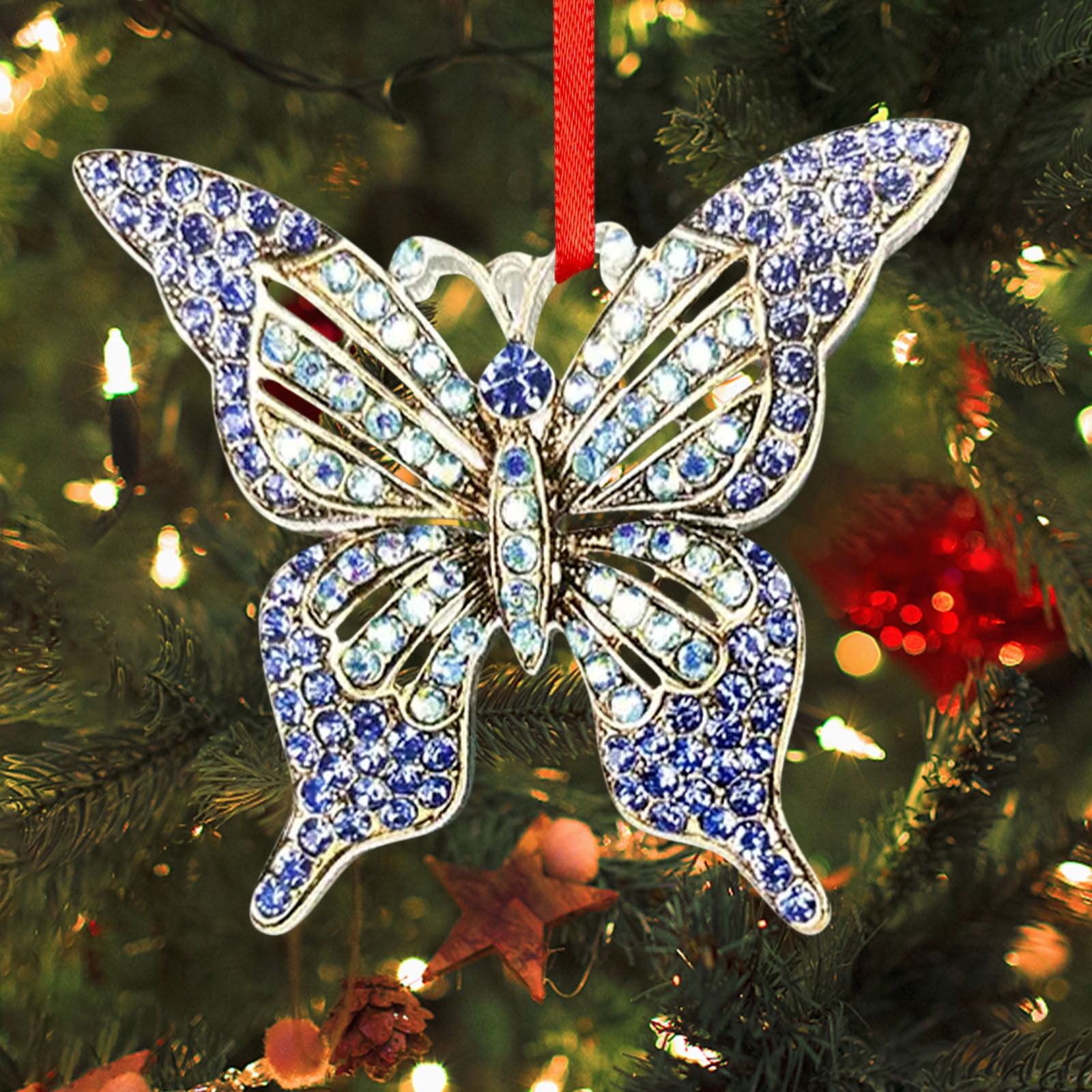 FAMTKT Acrylic Butterfly Christmas Tree Ornaments for Home, Office, Car ...
