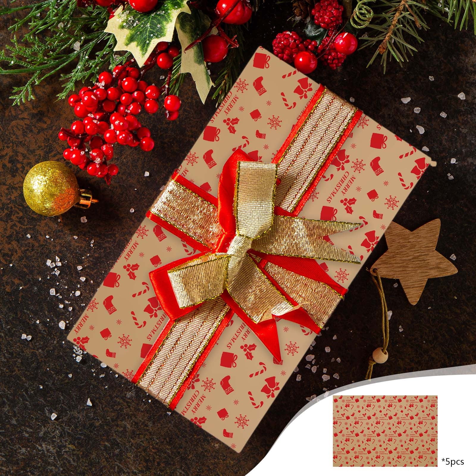 FAMTKT Christmas Wrapping Paper Christmas Gift Wrapping Decorative ...