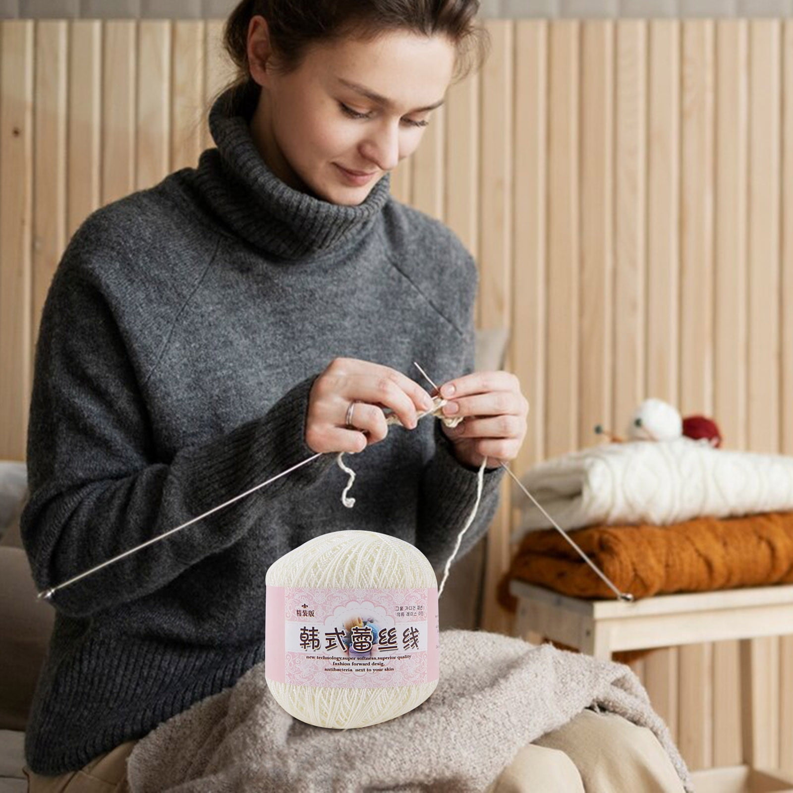 FAMTKT Crochet Yarn Lace Thread DIY Woven Mercerized Baby Fine Thread ...