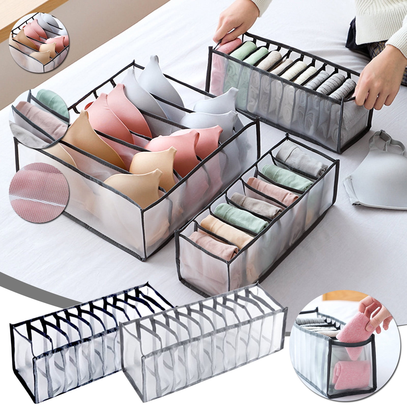 FAMTKT Mesh Underwear Storage Box, Foldable Closet Clothes Dividers ...