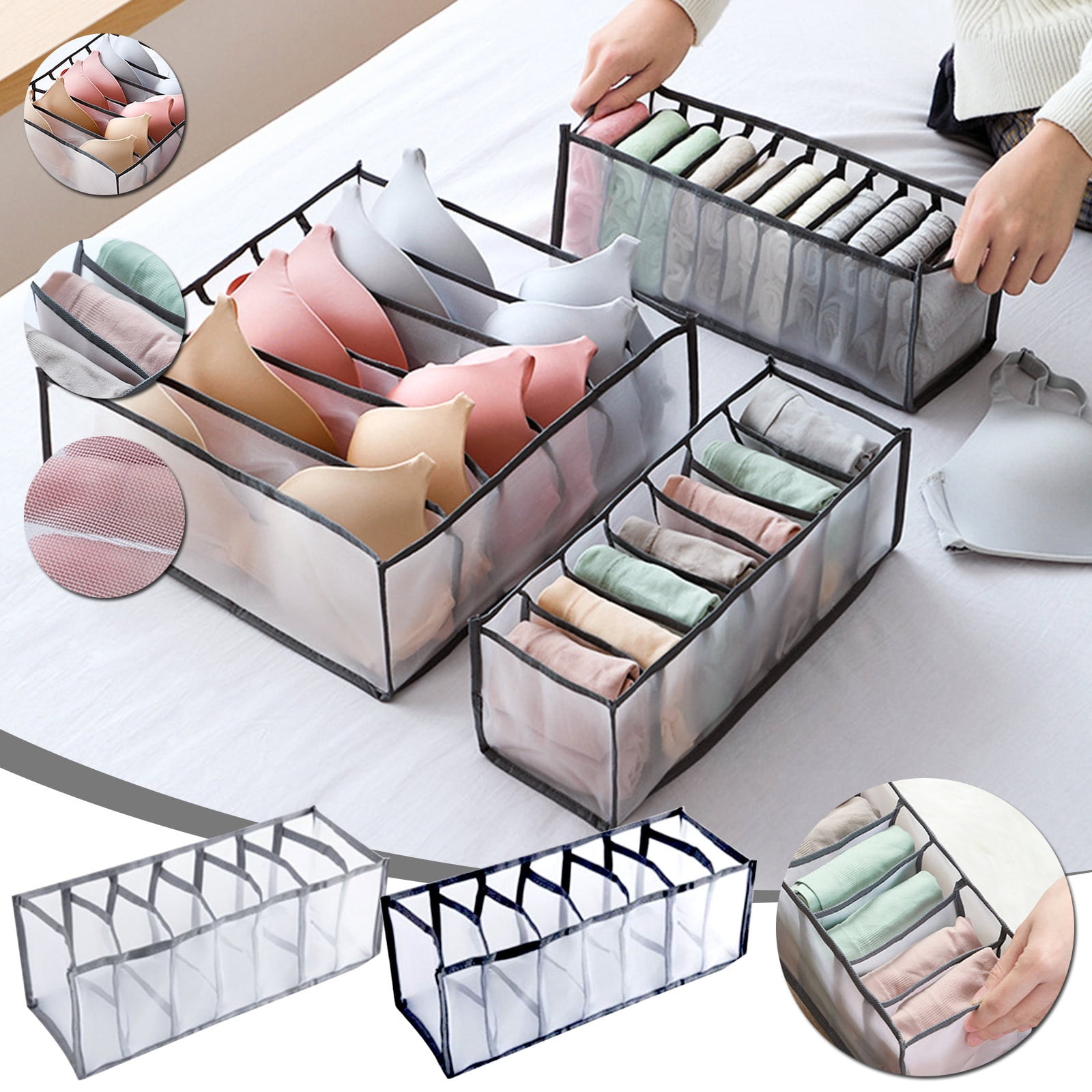 FAMTKT Mesh Underwear Storage Box, Foldable Closet Clothes Dividers ...