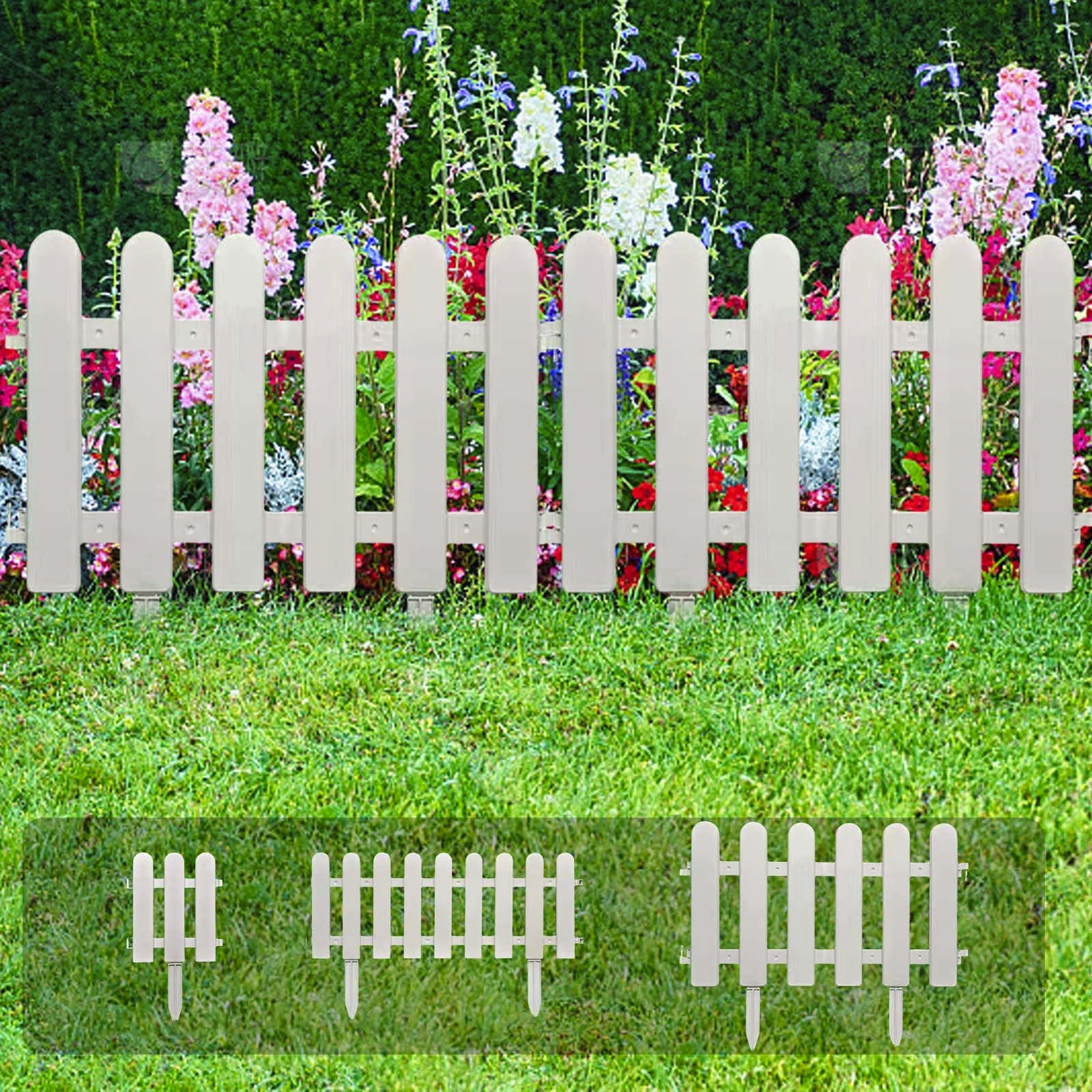FAMTKT Plastic Garden Fence with Insert, Lightweight Outdoor Fence 6 ...