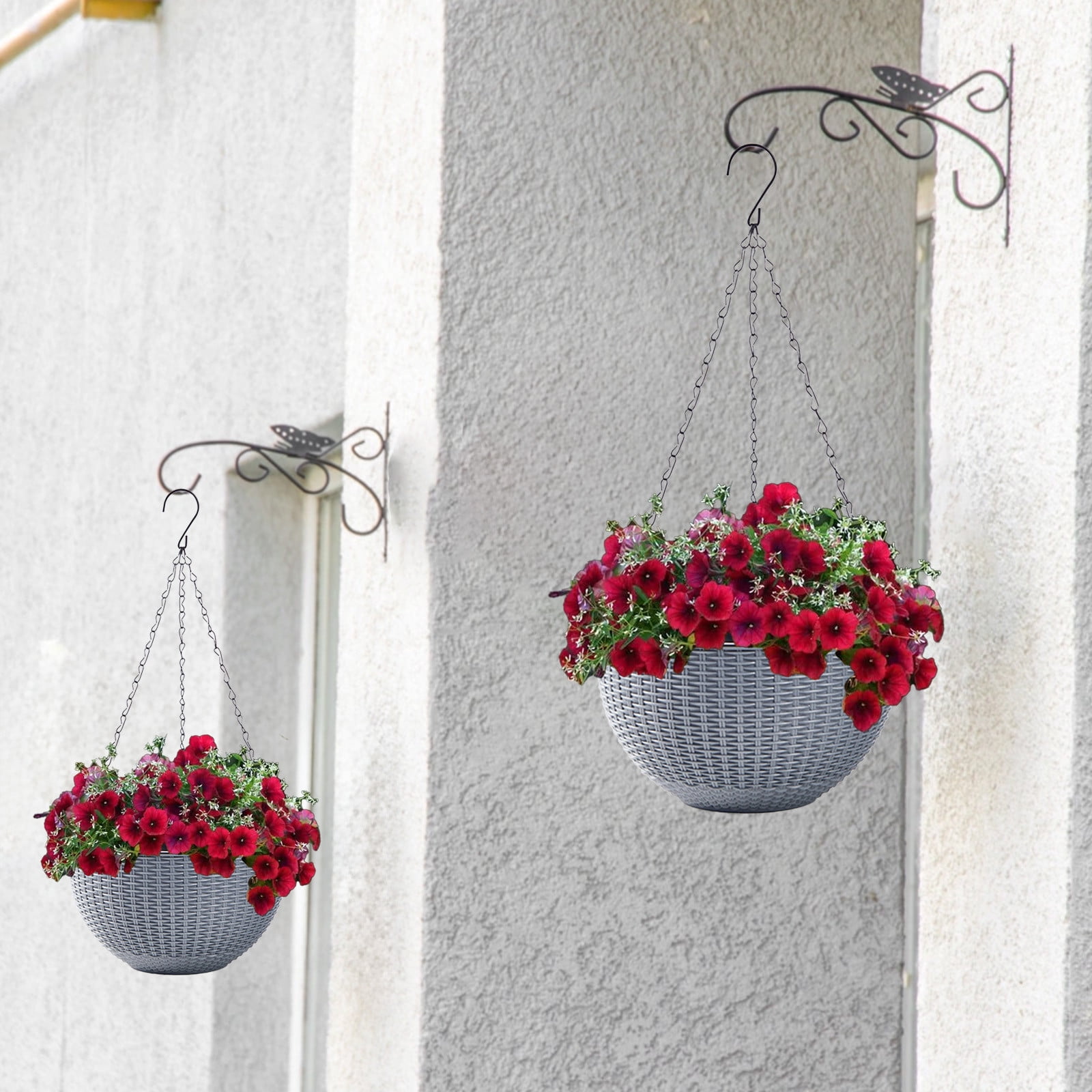FAMTKT Plastic Hanging Flower Plant Pots Woven Hanging Basket Wall ...