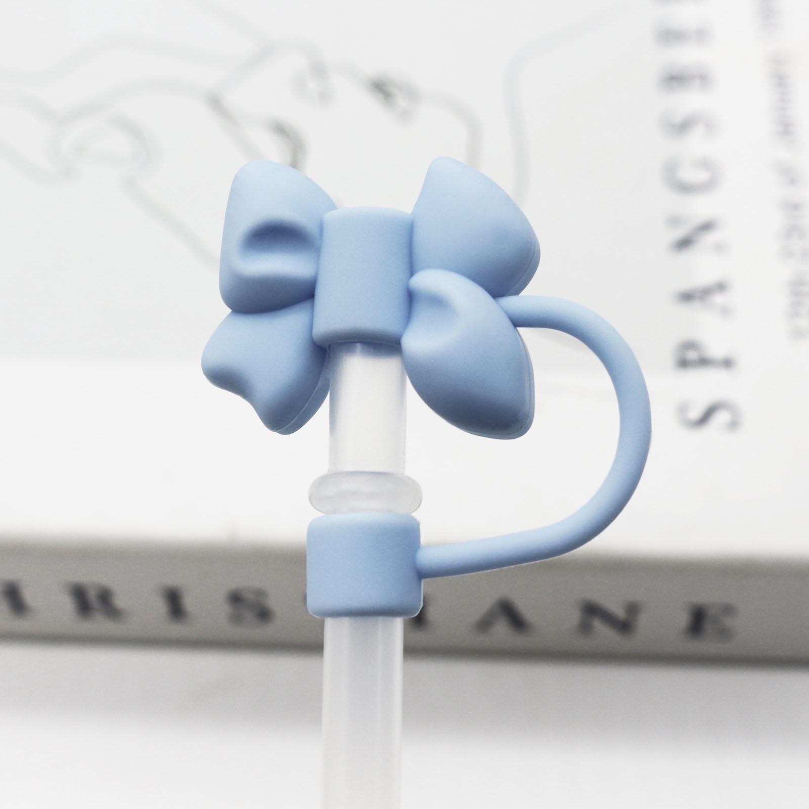 FAMTKT Silica Gel Straw Covers Cute Bow Shaped Drinking Straw Toppers ...