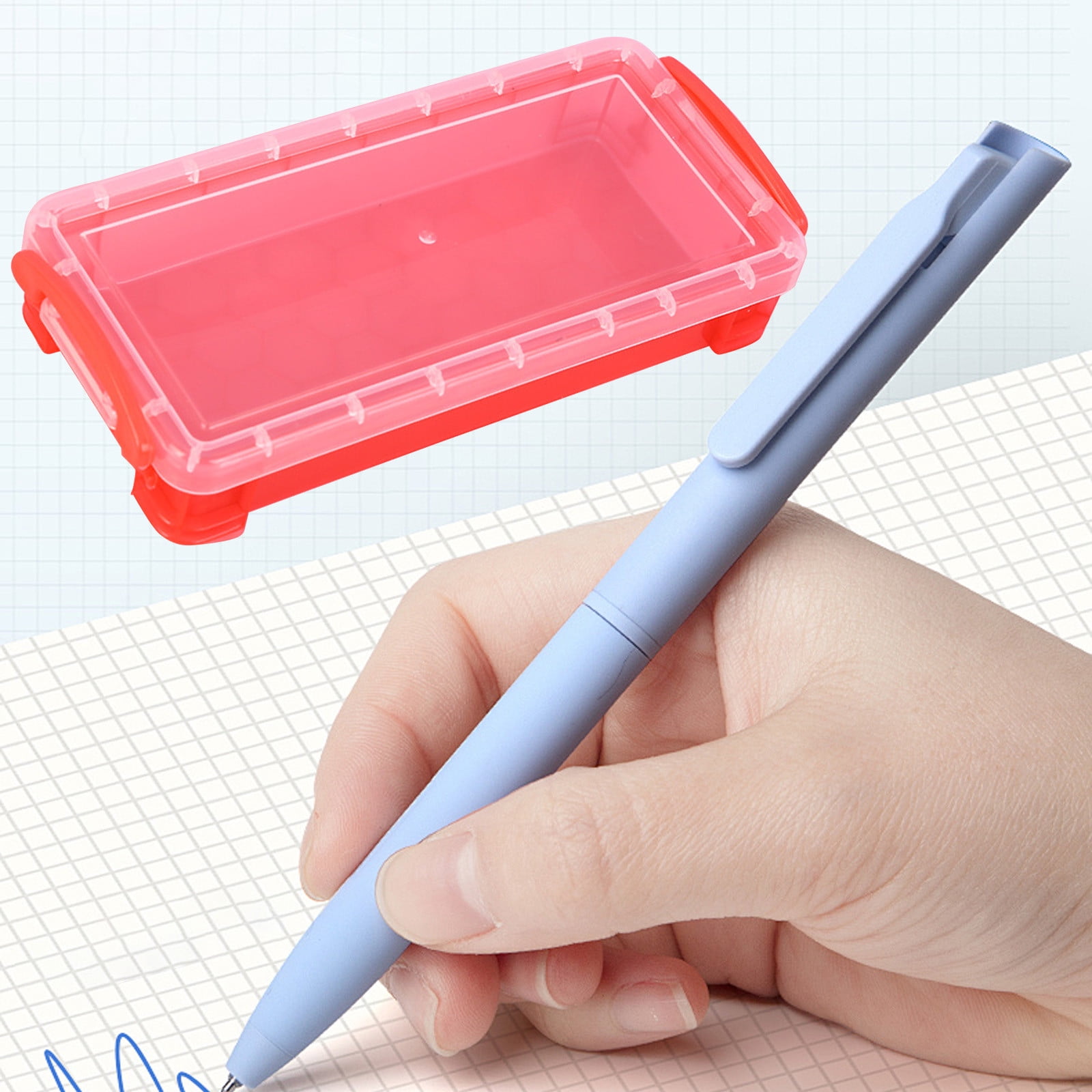FAMTKT Snap-tight Lid Clear Plastic Pencil Box, Pink - Walmart.com