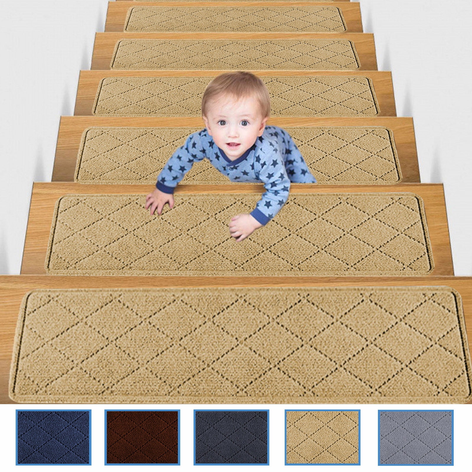 FAMTKT Stair Treads Non-Slip Carpet Mat Indoor Stair Runners for Wooden ...