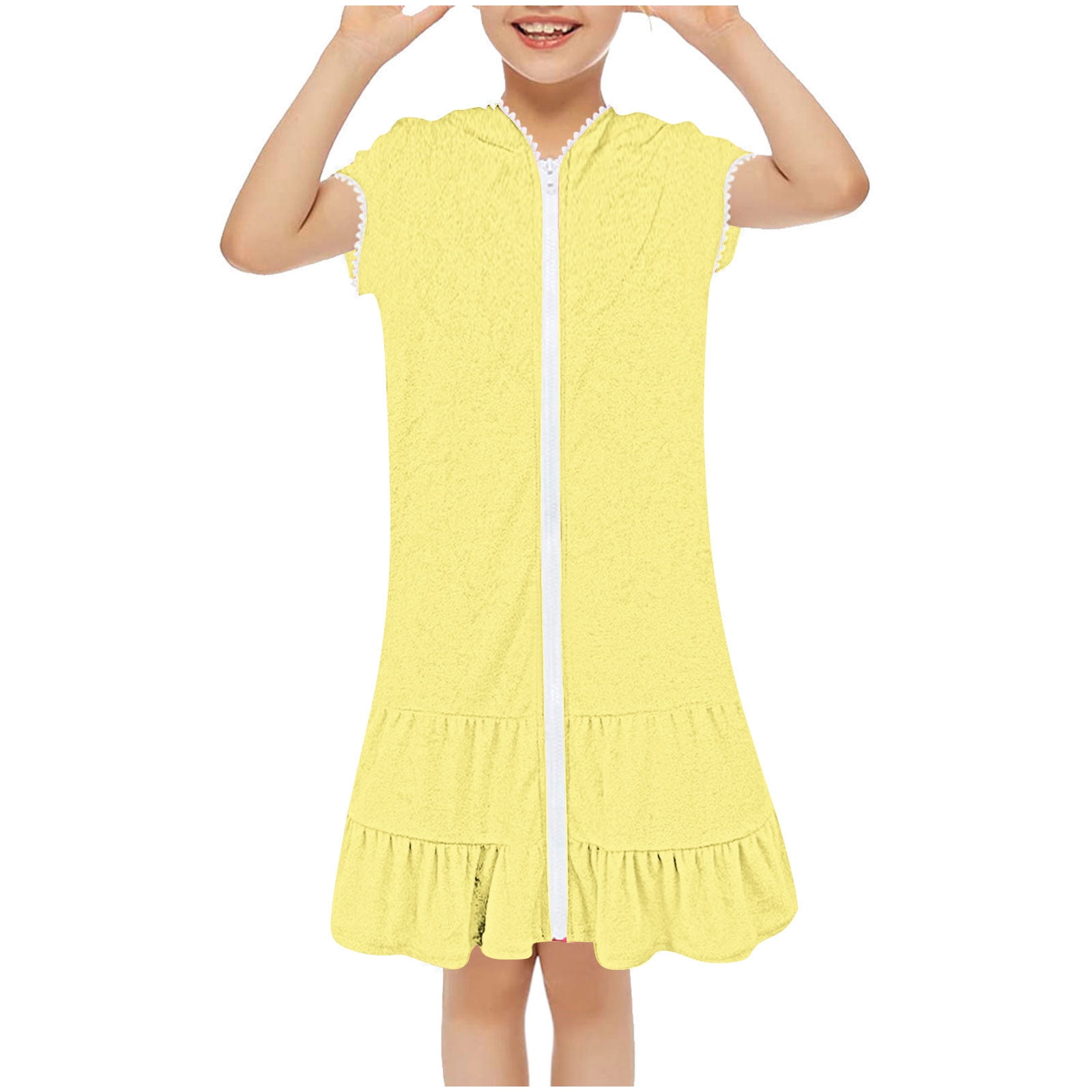 FAMTKT Swim Cover Up for Girls Kids Swimsuit Coverup Hooded Zip Beach ...