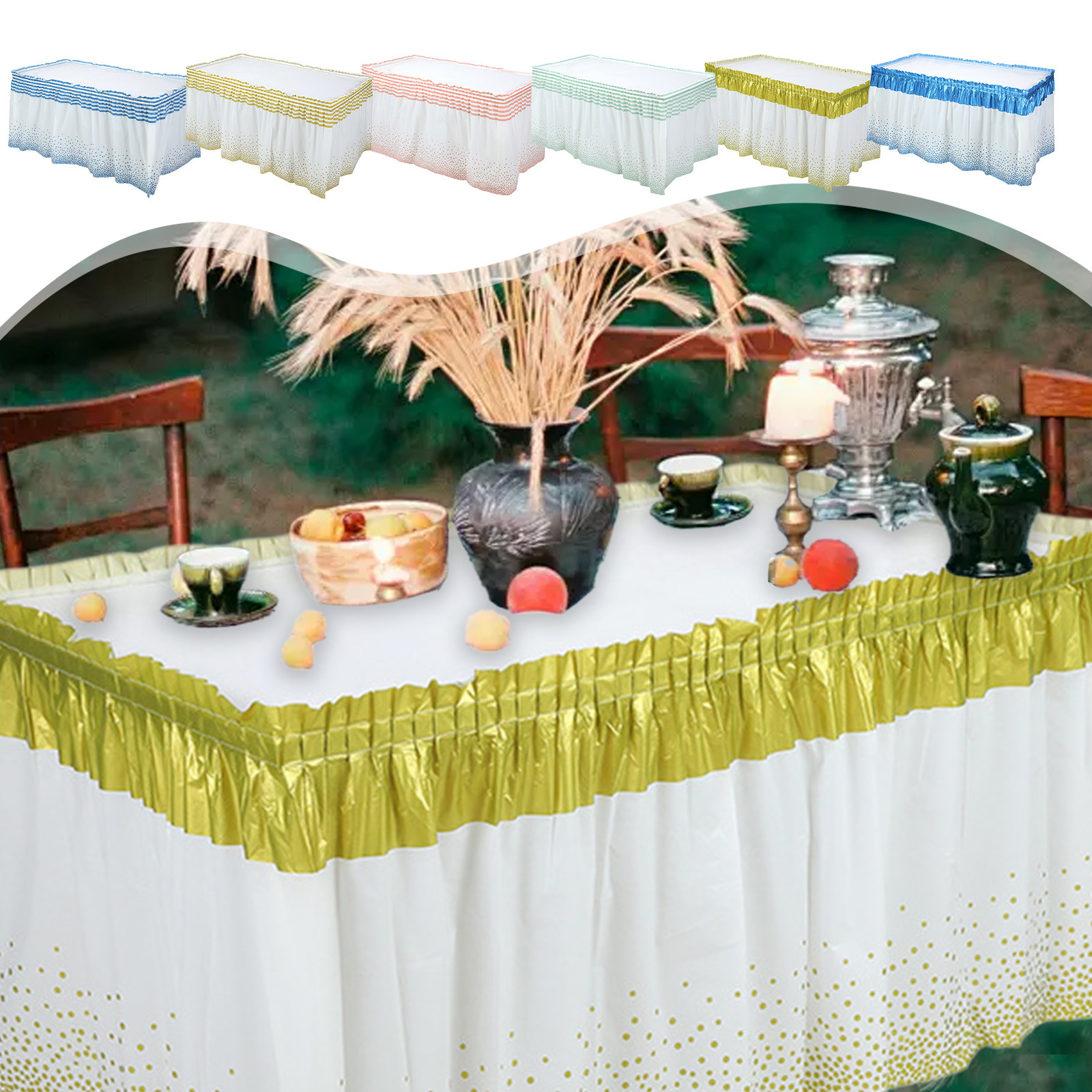 FAMTKT Table Skirts for Rectangle Tables Party Table Skirt Desk Skirt ...