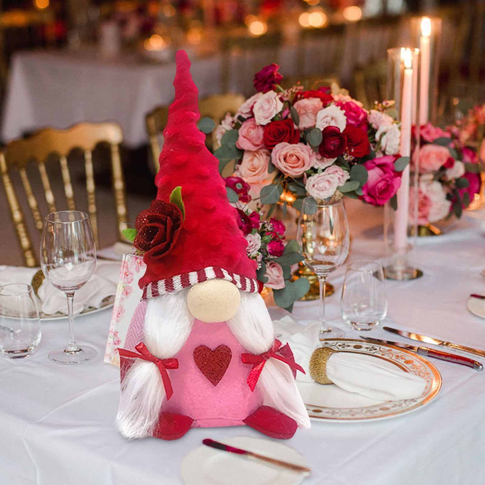 FAMTKT Valentine Gnomes Valentine Day Roses Faceless Elderly Home ...