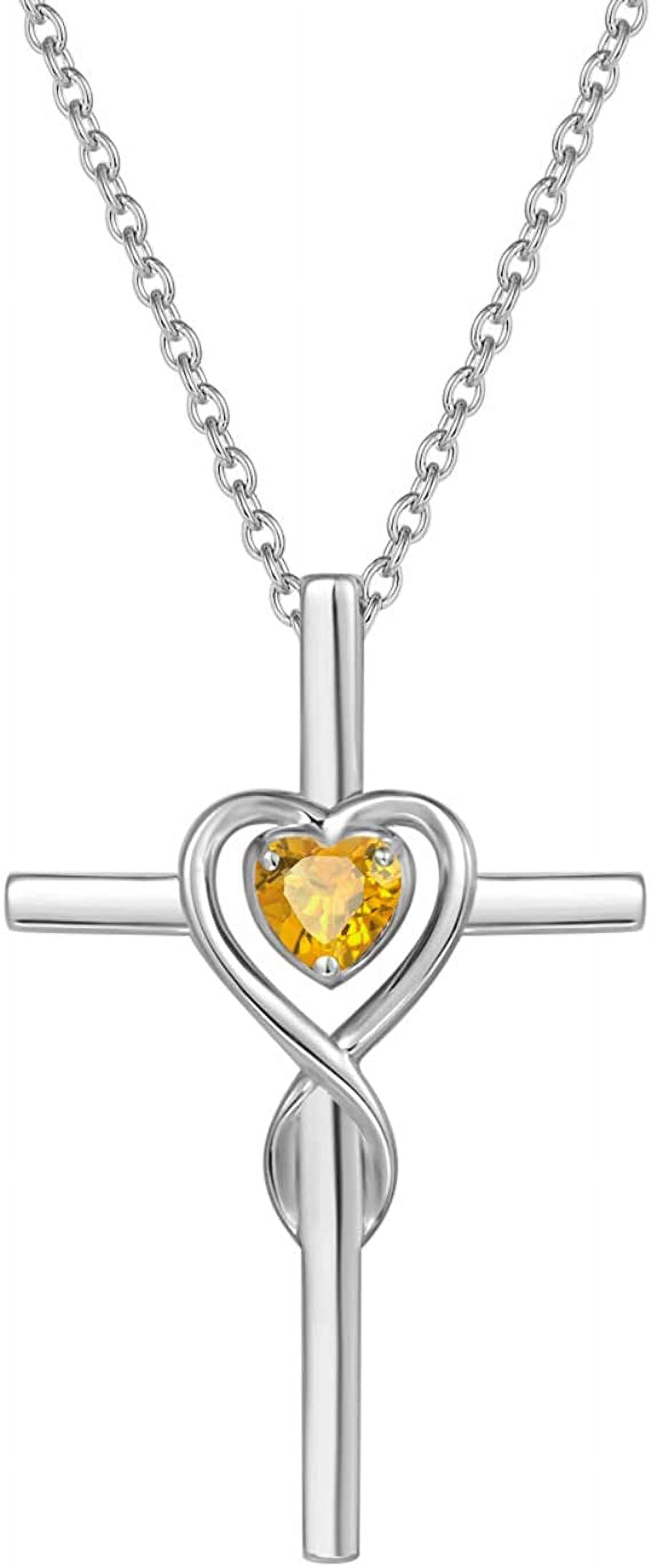 FANCIME Cross Necklace for Women Sterling Silver Birthstone Natural ...