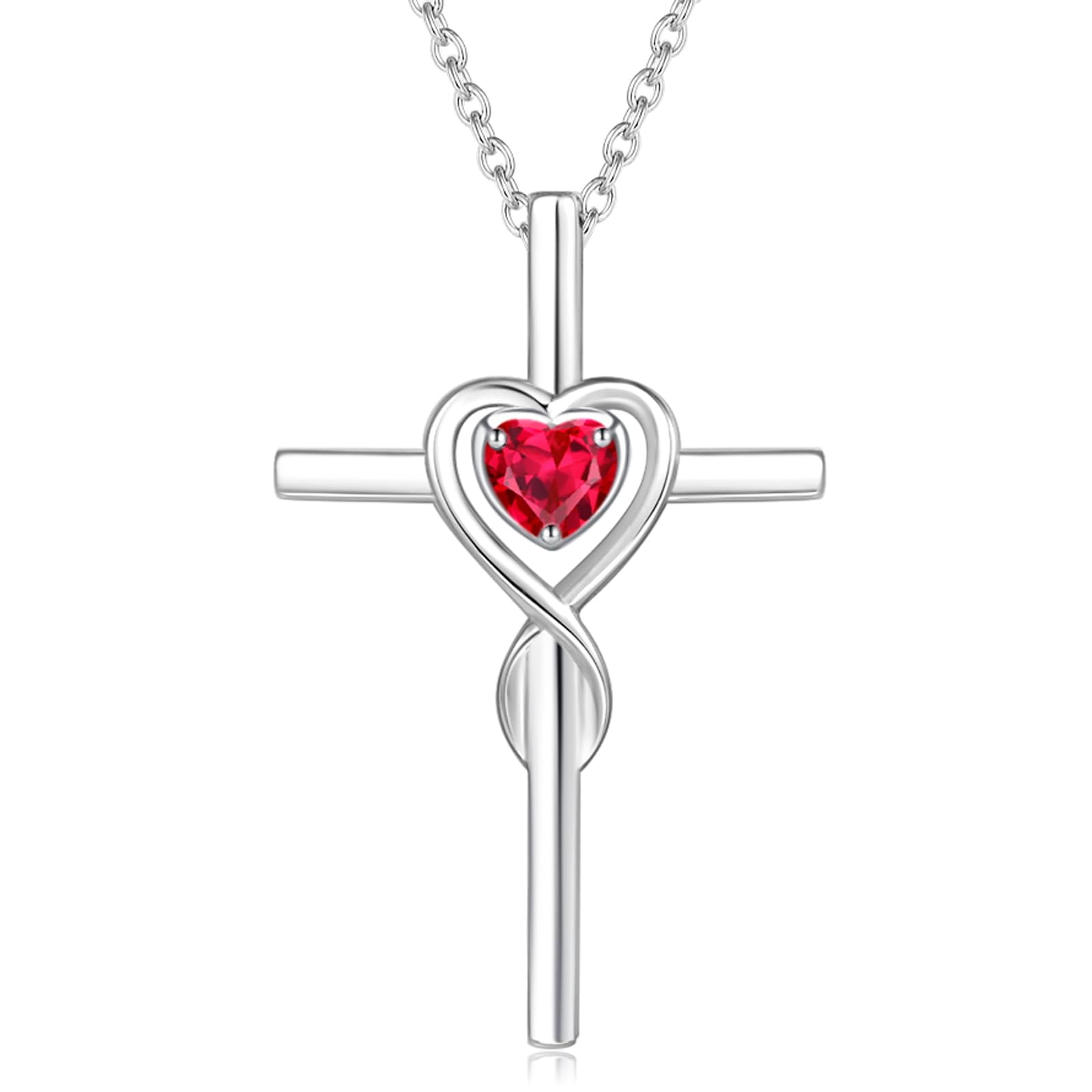 FANCIME Cross Necklace for Women Sterling Silver Birthstone Necklace ...