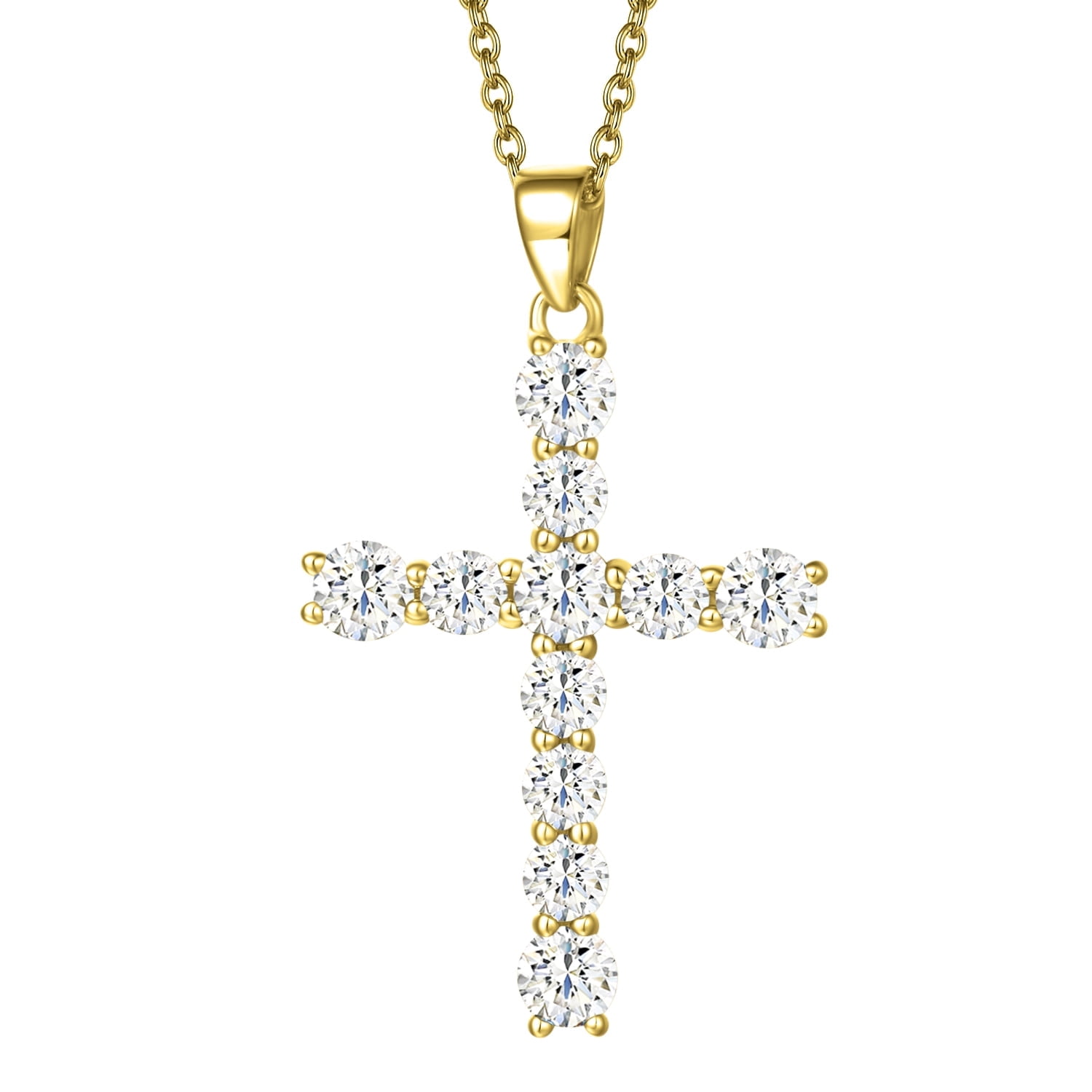 FANCIME Cross Necklace for Women Sterling Silver Cubic Zirconia CZ ...