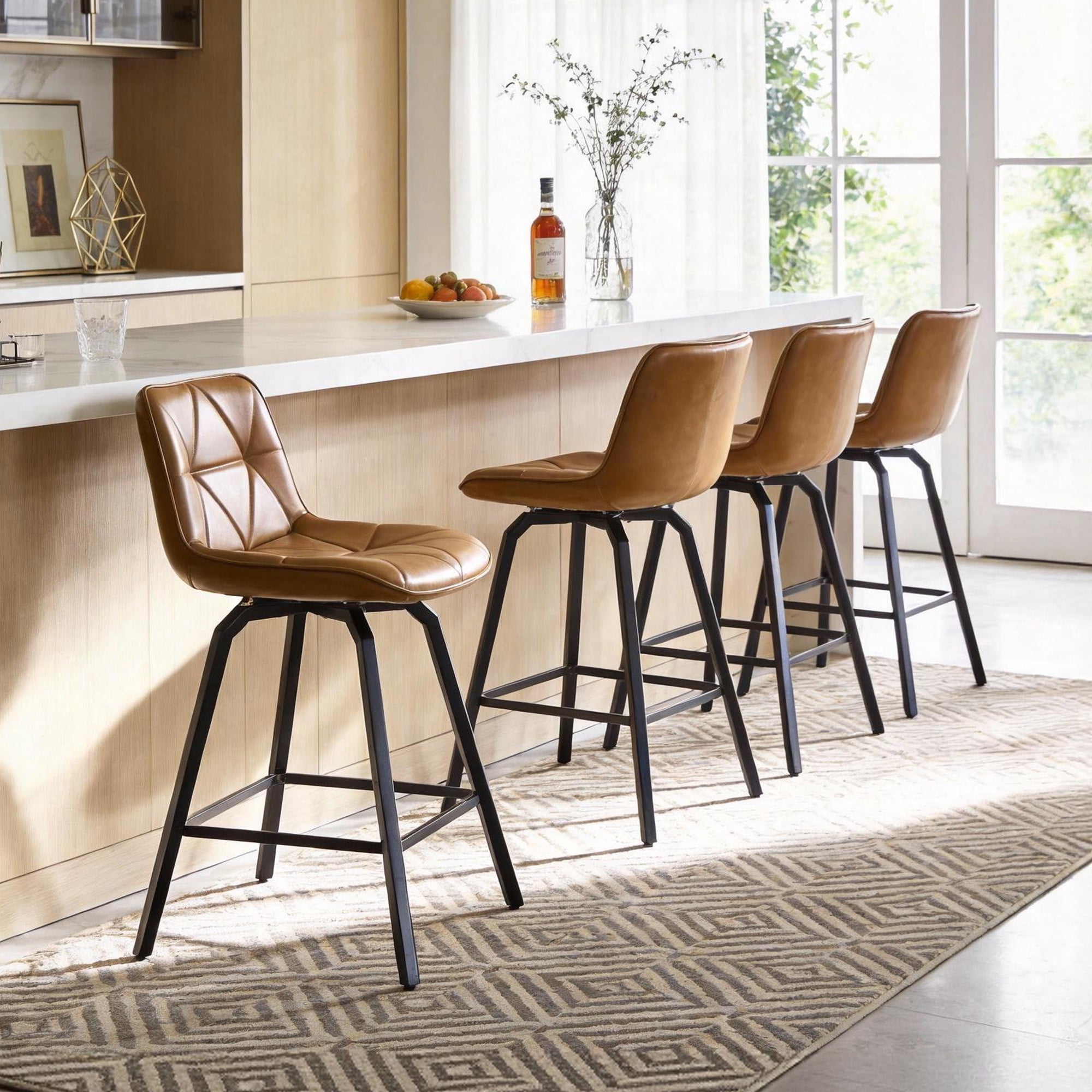 FANCROU Bar Stools Set of 4, 26 Inch Counter Height Bar Stools with ...