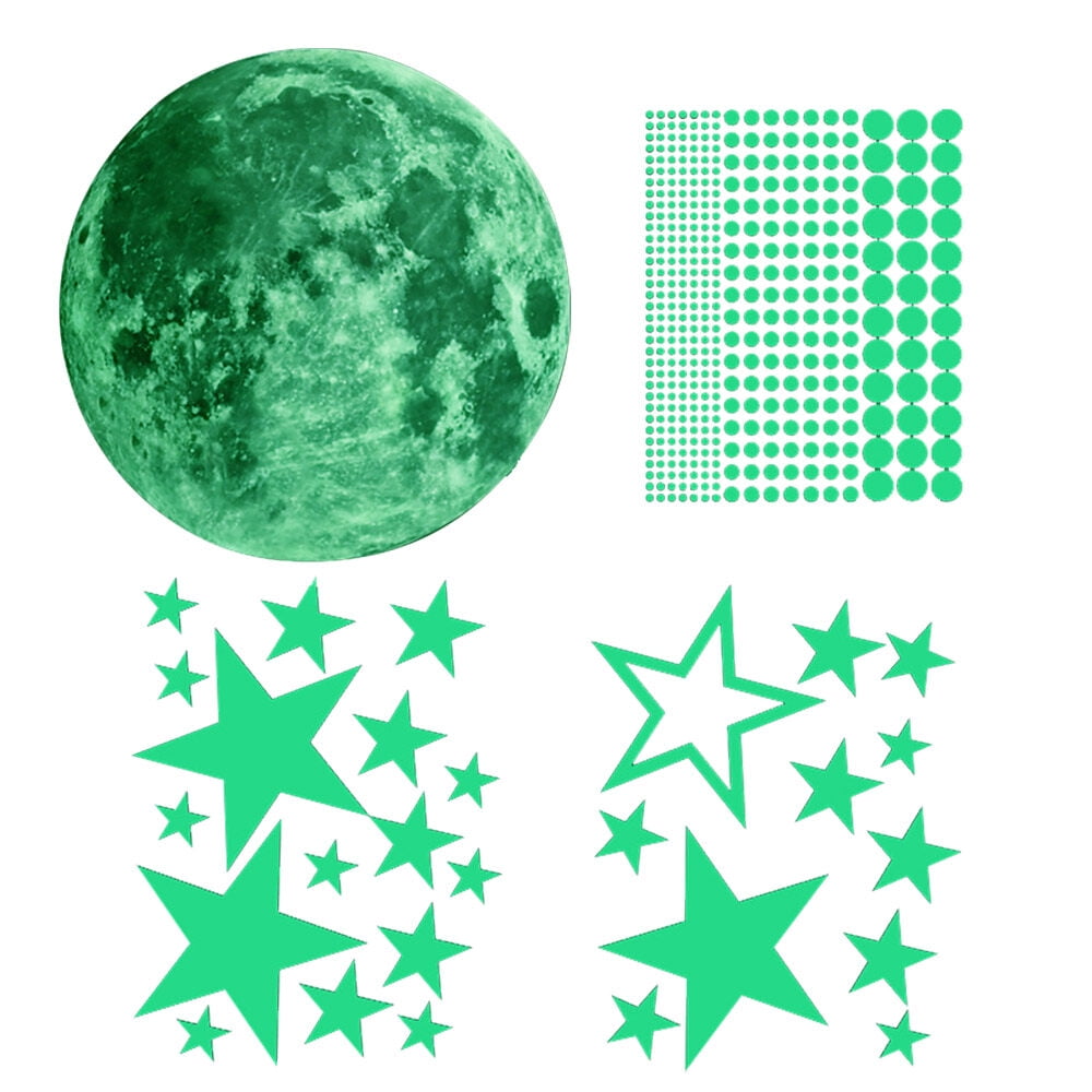 Tssuoun 435 Pieces Wall Stickers Luminous Stickers Star And Moon ...