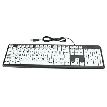 Ezsee Low Vision Keyboard Large White Print Black Keys - Walmart.com
