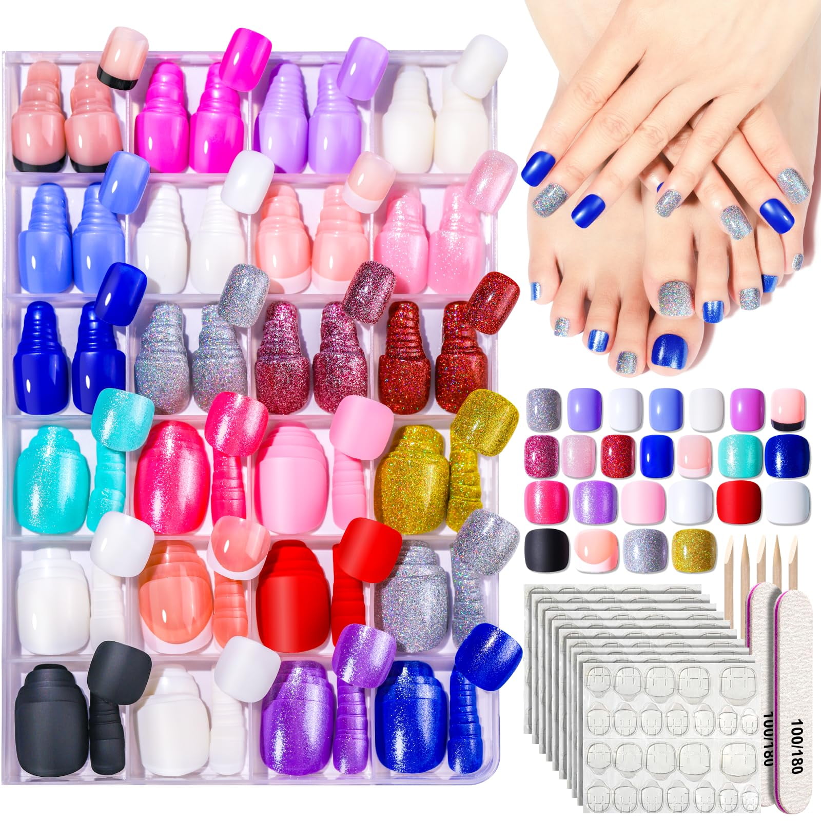 FANDAMEI 24 Color on Nails, 12 Color on Nails for Fingernail, 12 Color ...