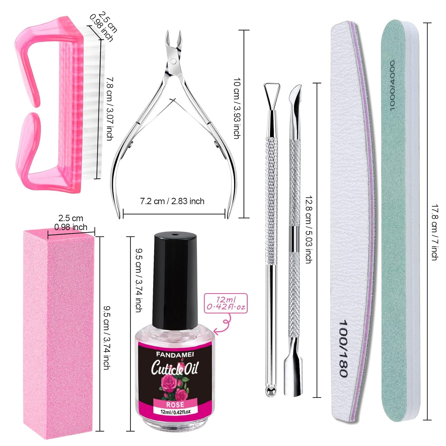 FANDAMEI Nail Files and Buffers, Manicure Tools Nail Care Kit with Nail ...