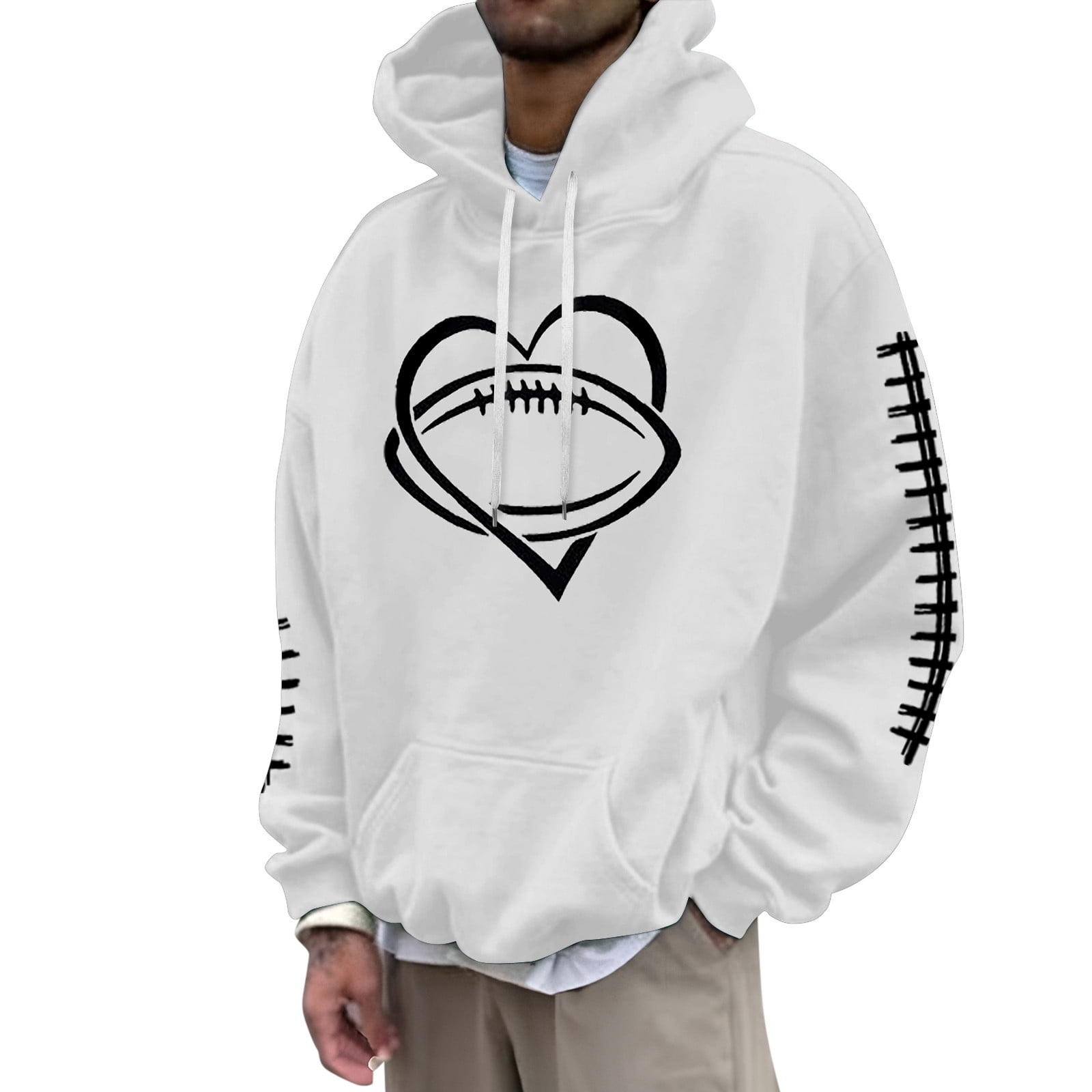 FANDANIV Mens Hoodies Pullover Oversized Male Football Fans Sports ...