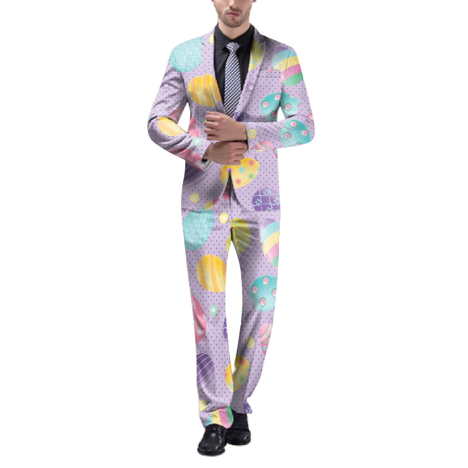 FANDANIV Mens Suits Easter 3D Printed Suit Set Light Business Suit ...
