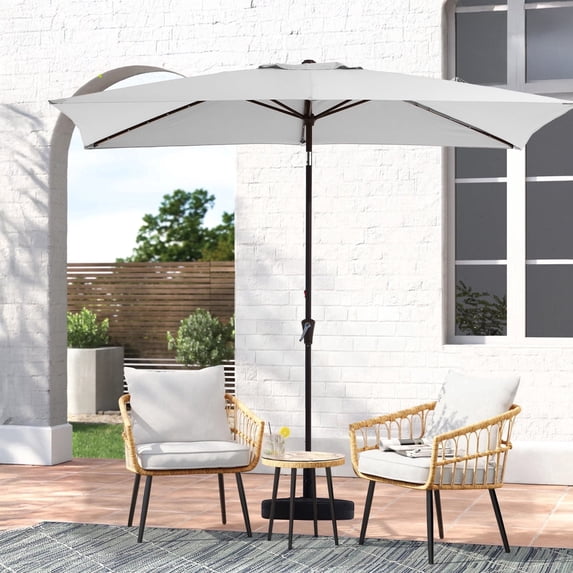 FANDAZE 6.5'x10' Solar LED Rectangular Patio Umbrella with Crank, 6 ...