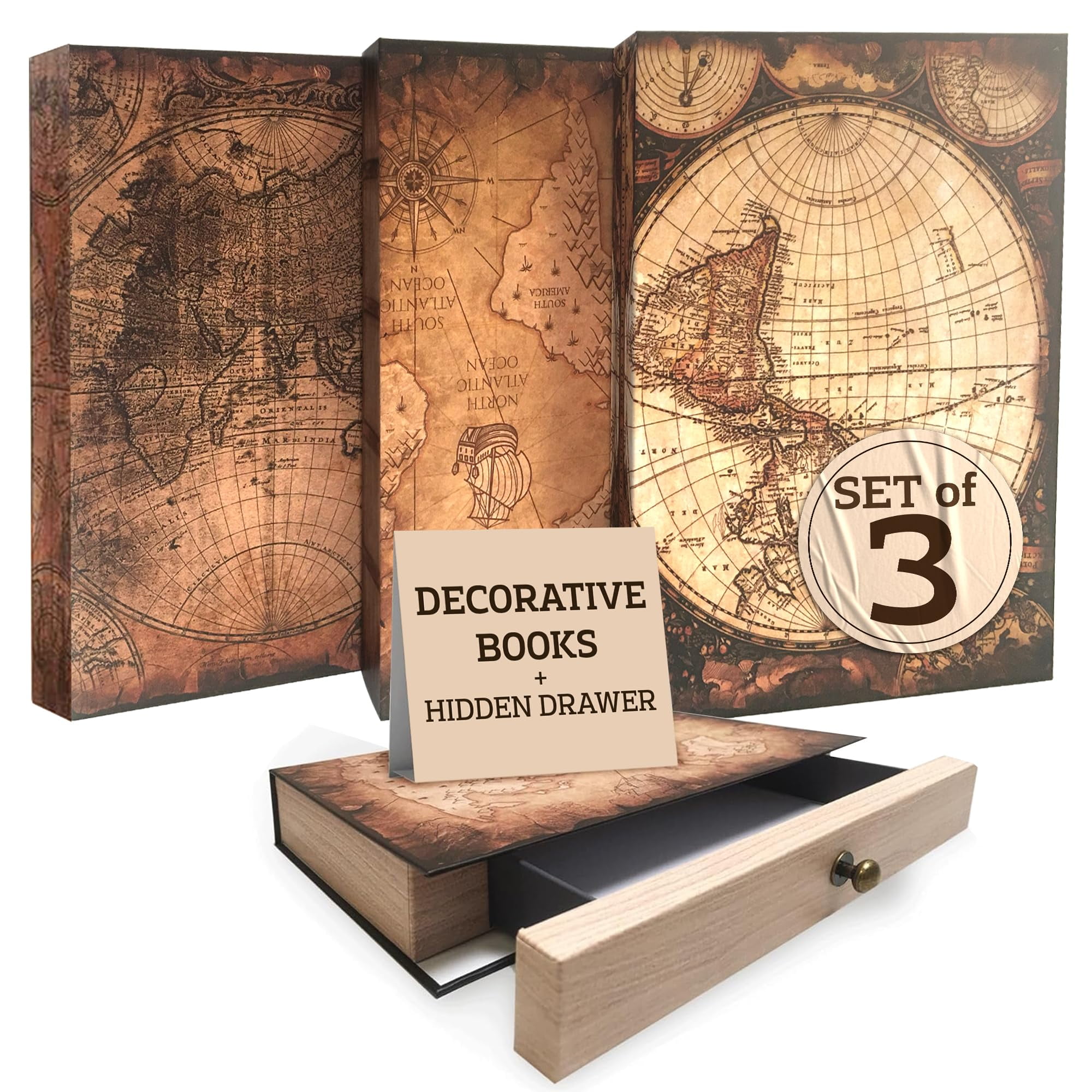 FANDOS Vintage Faux Book Storage Box - Decorative Books for Home Decor ...