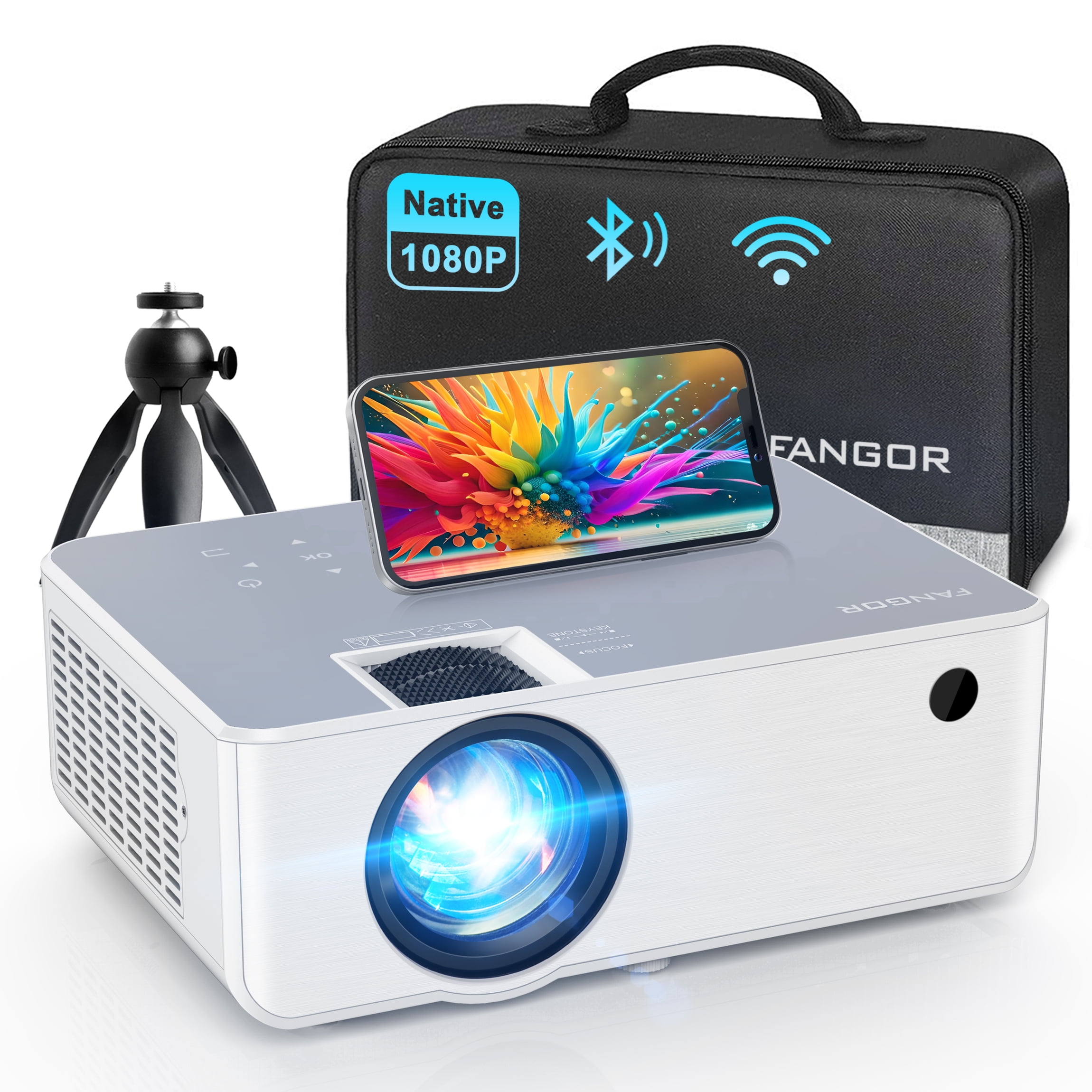 FANGOR WiFi Bluetooth Projector, Portable Movie projector Native 1080P ...