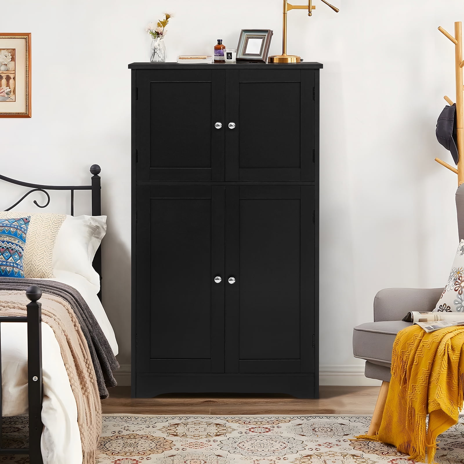 FANGSUM Large Storage Cabinet with 4 Doors & Adjustable Shelf, Cupboard ...