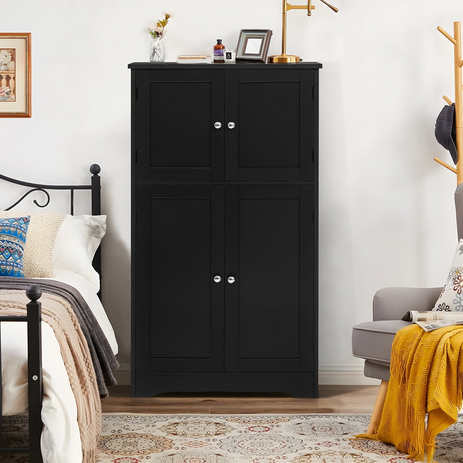 FANGSUM Large Storage Cabinet with 4 Doors & Adjustable Shelf, Cupboard ...