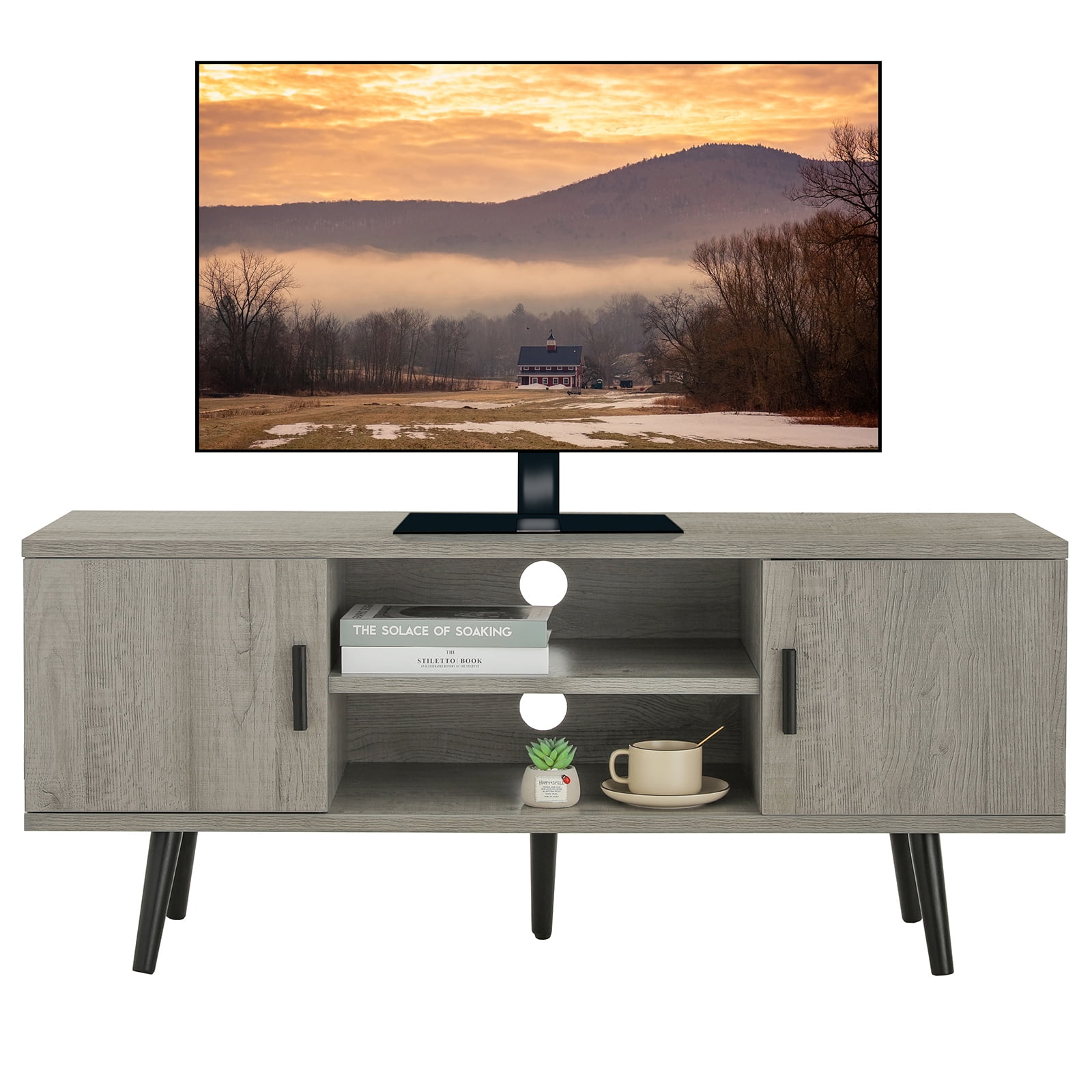 FANGSUM TV Stand for 55 inch TV, Entertainment Center with Storage and ...