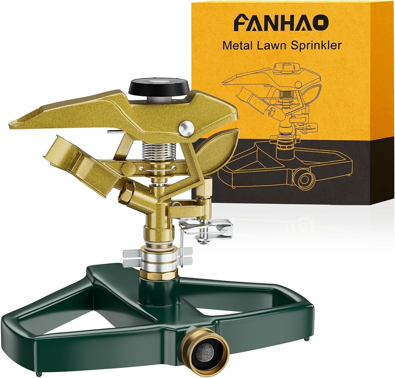 FANHAO Heavy Duty Pulsating Lawn Sprinkler, Metal Garden Hose Heads w ...