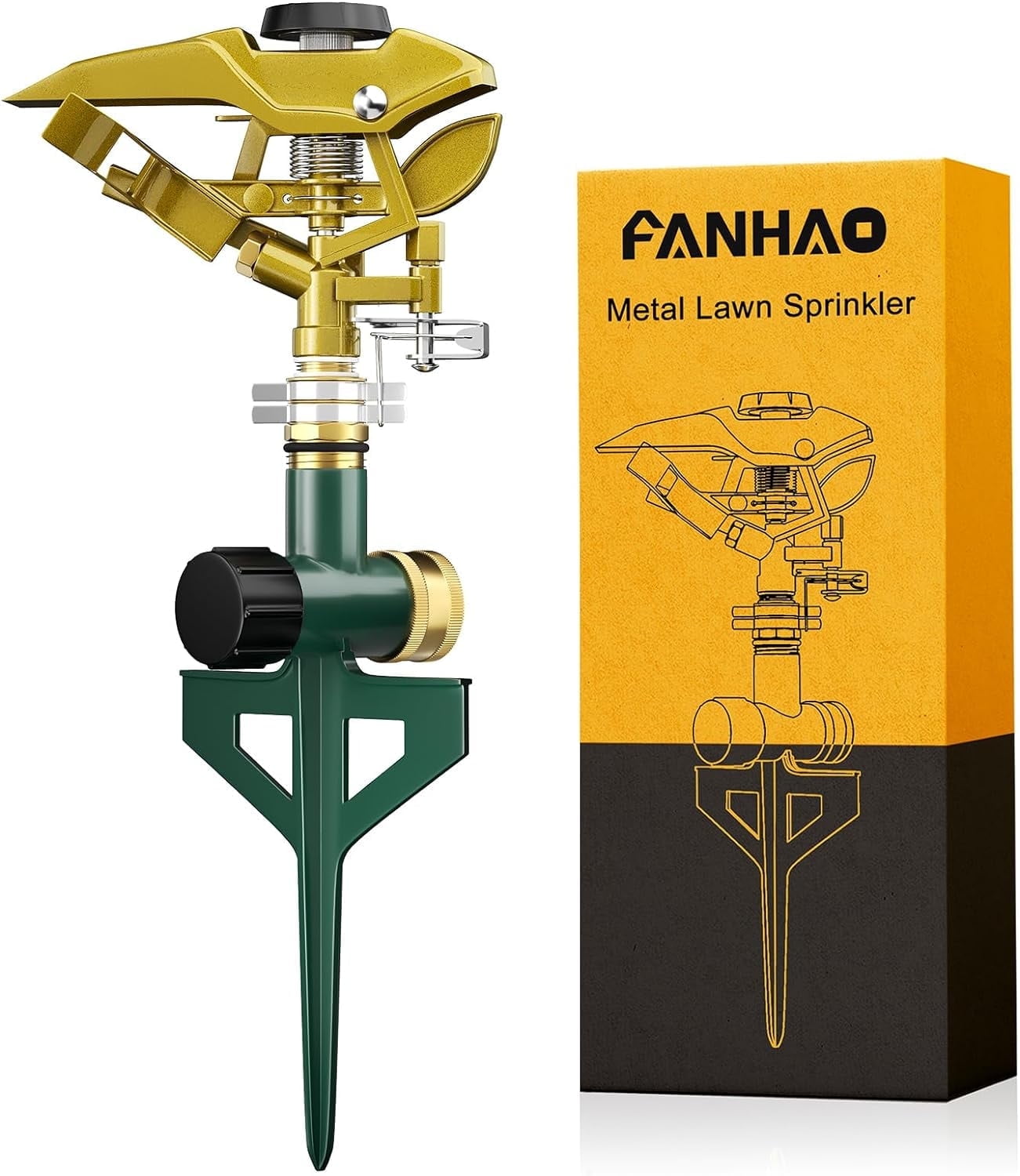 Fanhao Heavy Duty Pulsating Lawn Sprinkler, All-Metal Zinc Alloy ...
