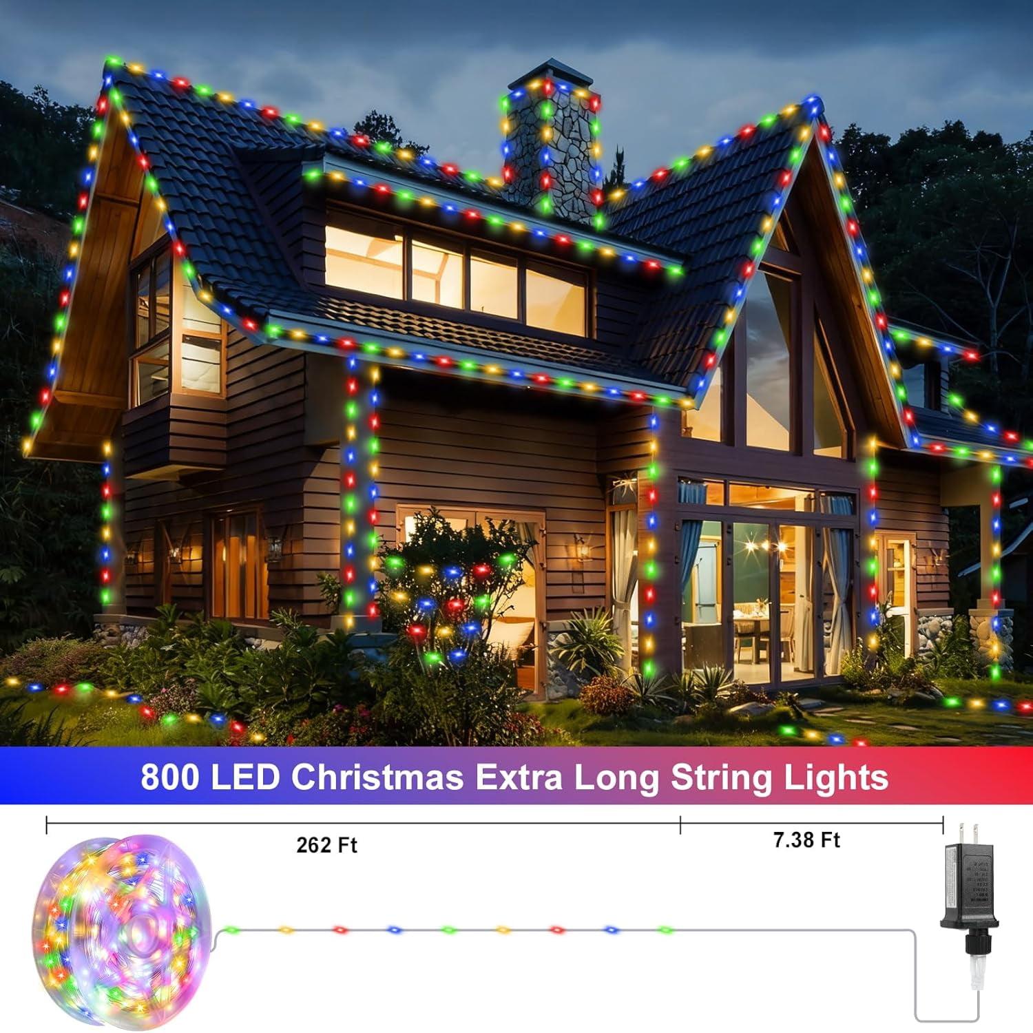 FANHUA-328FT 1000LED Christmas Lights Outdoor, Outdoor Transparent Wire ...