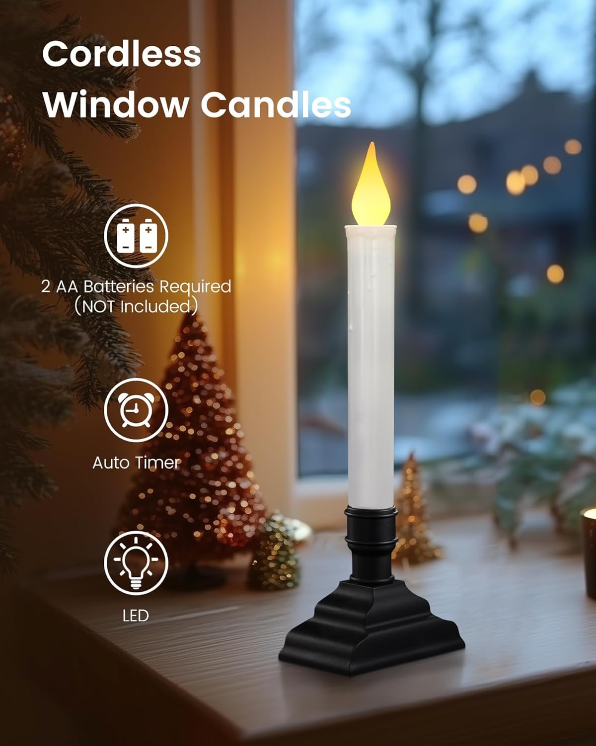 FANHUA-4 Pack Battery Operated Window Candles, 6H Timer Window Candle ...