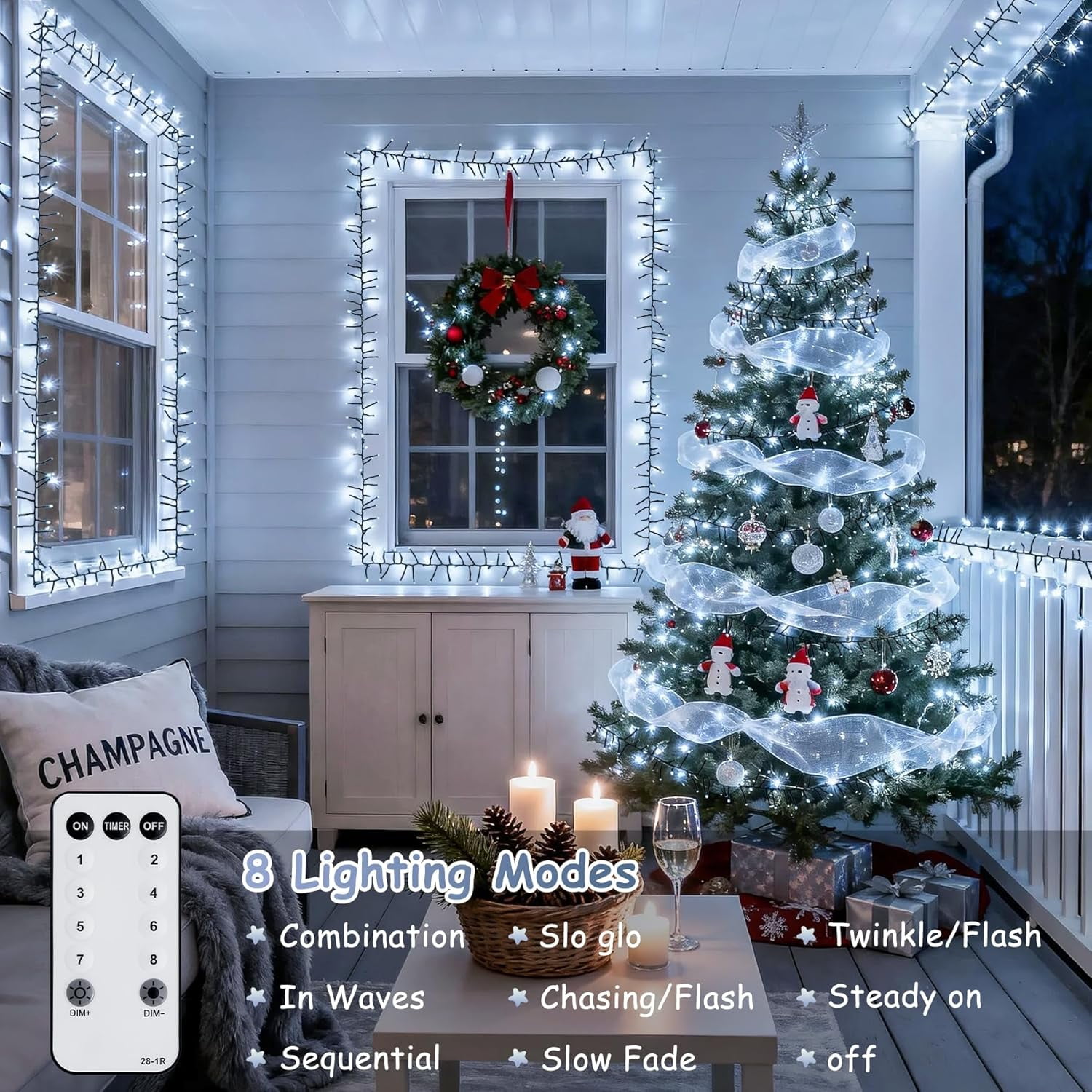 FANHUA-400 LED Cluster Lights Green Wire Plug in, 20ft Twinkle Lights ...