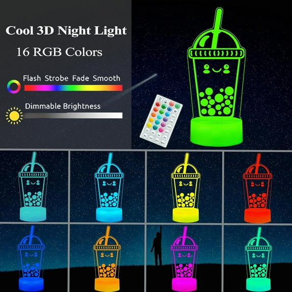 FANHUA-Boba Lamp, Boba Gifts, Boba 3D Night Light with Remote Control ...