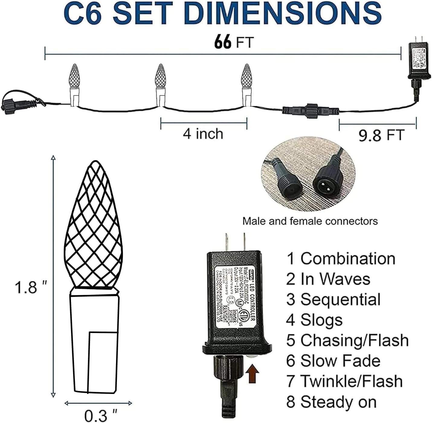 FANHUA-C6 Christmas String Lights, 200 LED 66 FT Christmas Lights ...