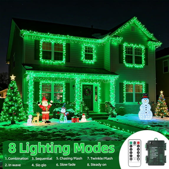 FANHUA-Christmas Lights 33ft 100 LED Outdoor String Lights 8 Modes with ...