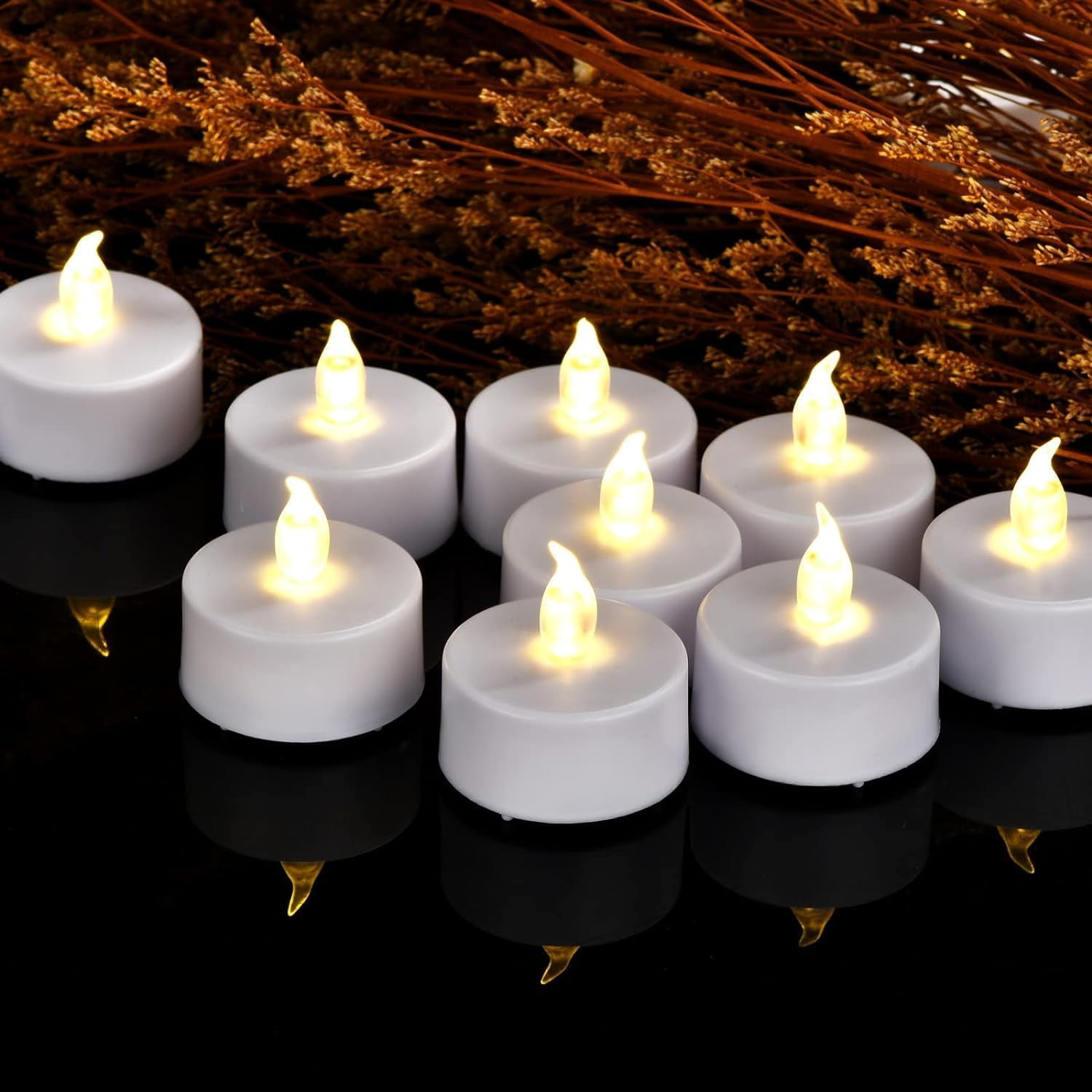Fanhua-LED Tea Lights Flameless Candles: Battery Operated Bulk 100-Pack ...