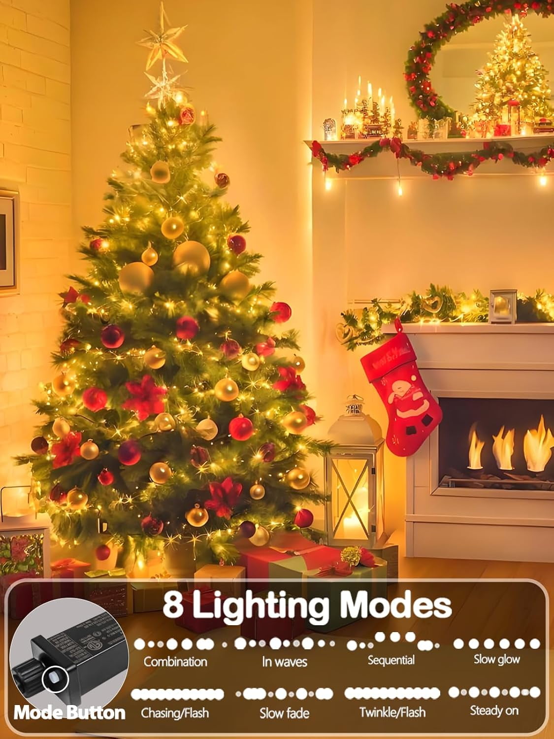 FANHUA-Upgraded 75.8 FT 200 LED Christmas String Lights Outdoor/Indoor ...