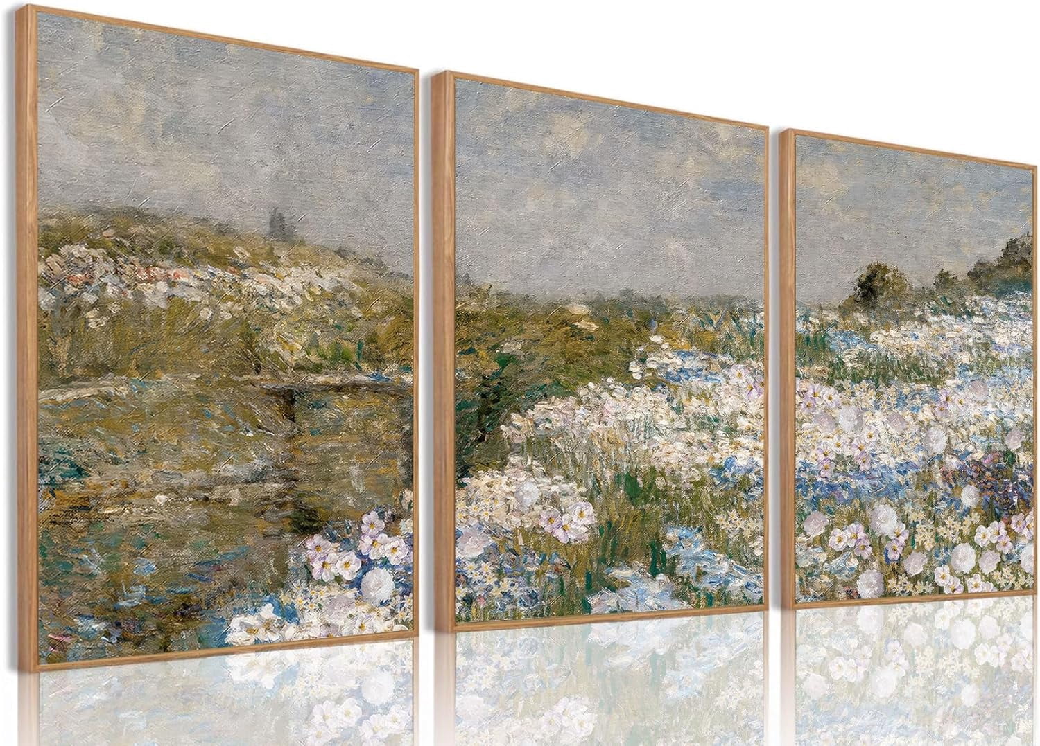 FANINSE Framed Monet Wall Art，Claude Monet Sunflower Field Prints，Set ...