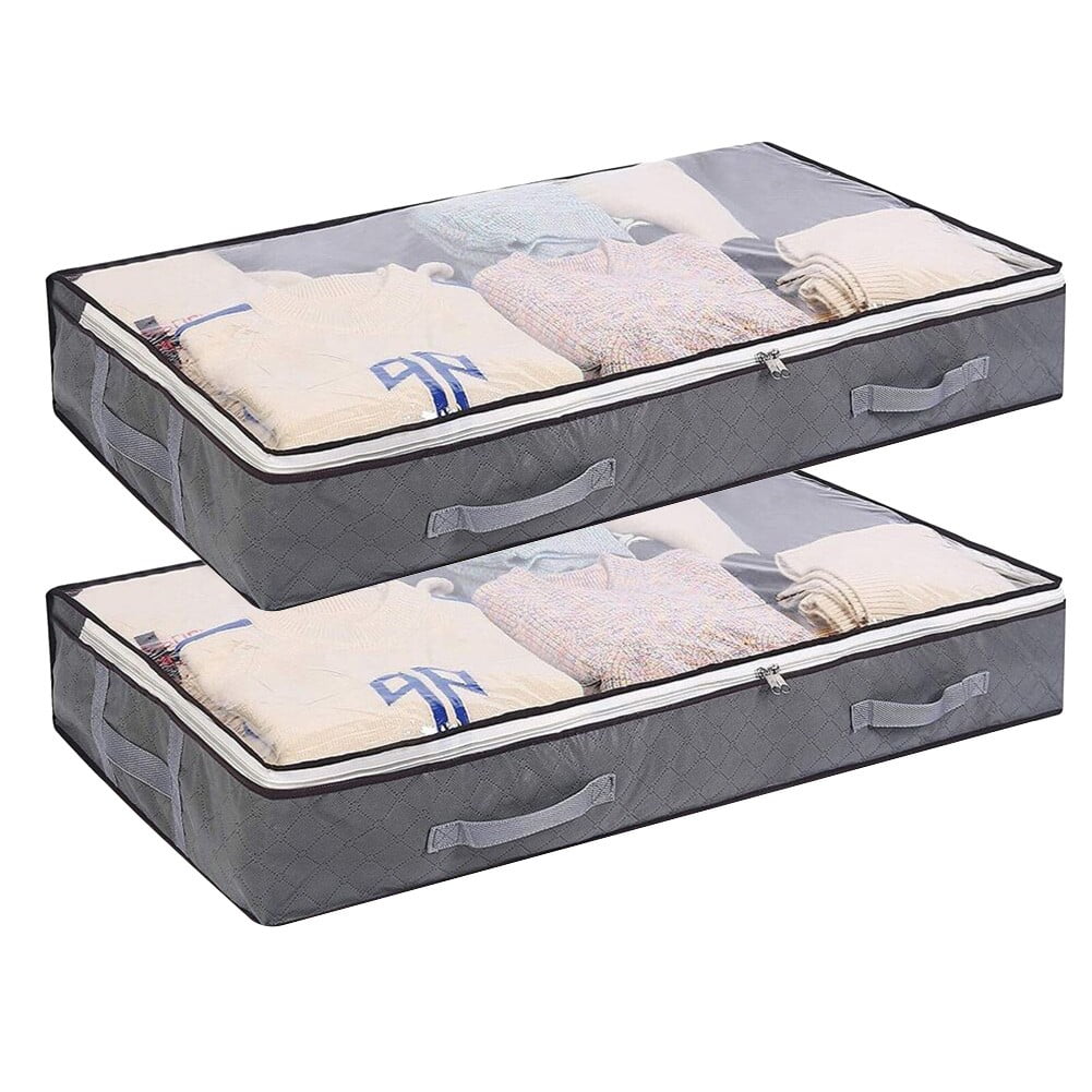 FANJIE 1/2x Underbed Clothes Storage Bags Zipped Organizer Wardrobe ...